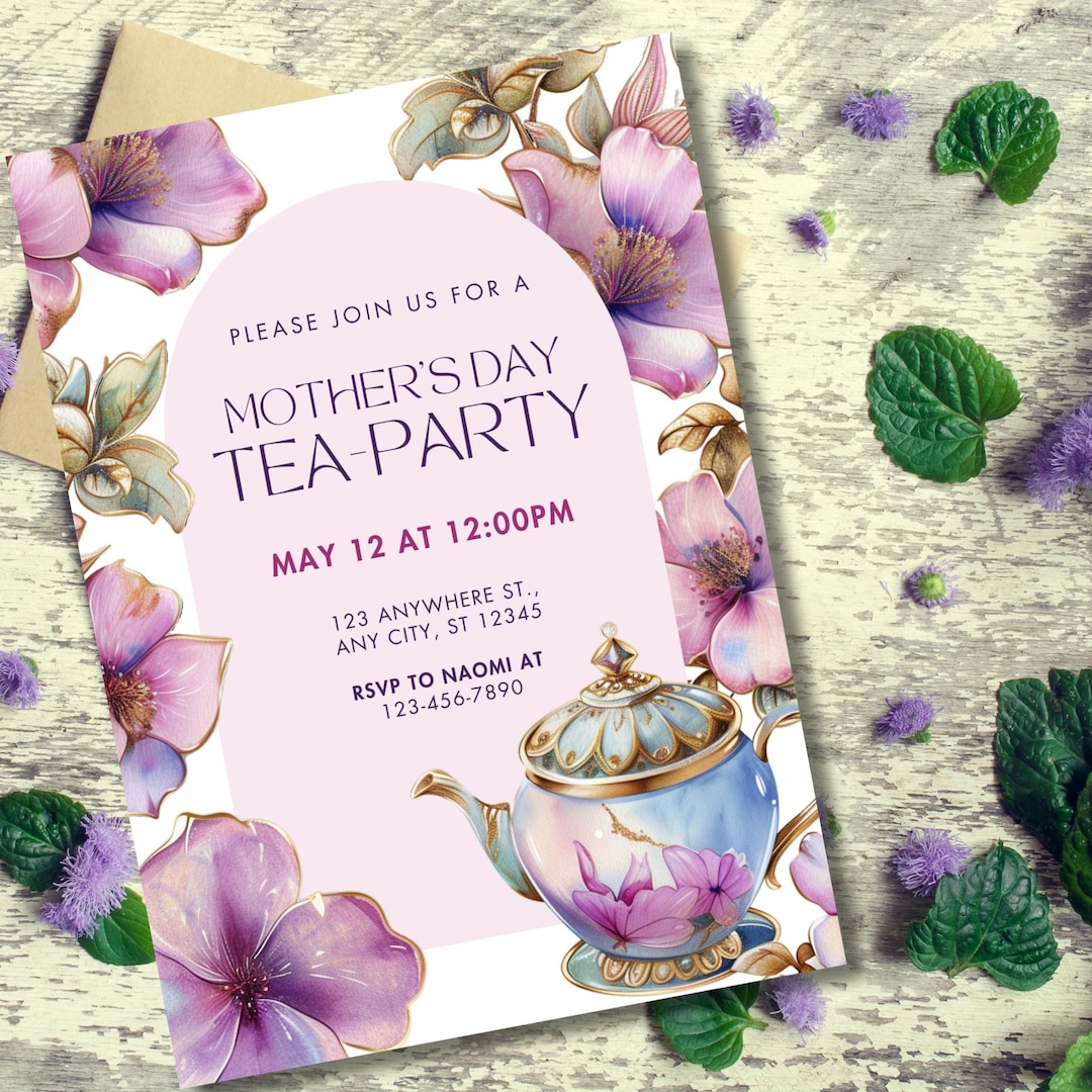 Mothers Day Tea Party Invitation Editable Template Personalized ...