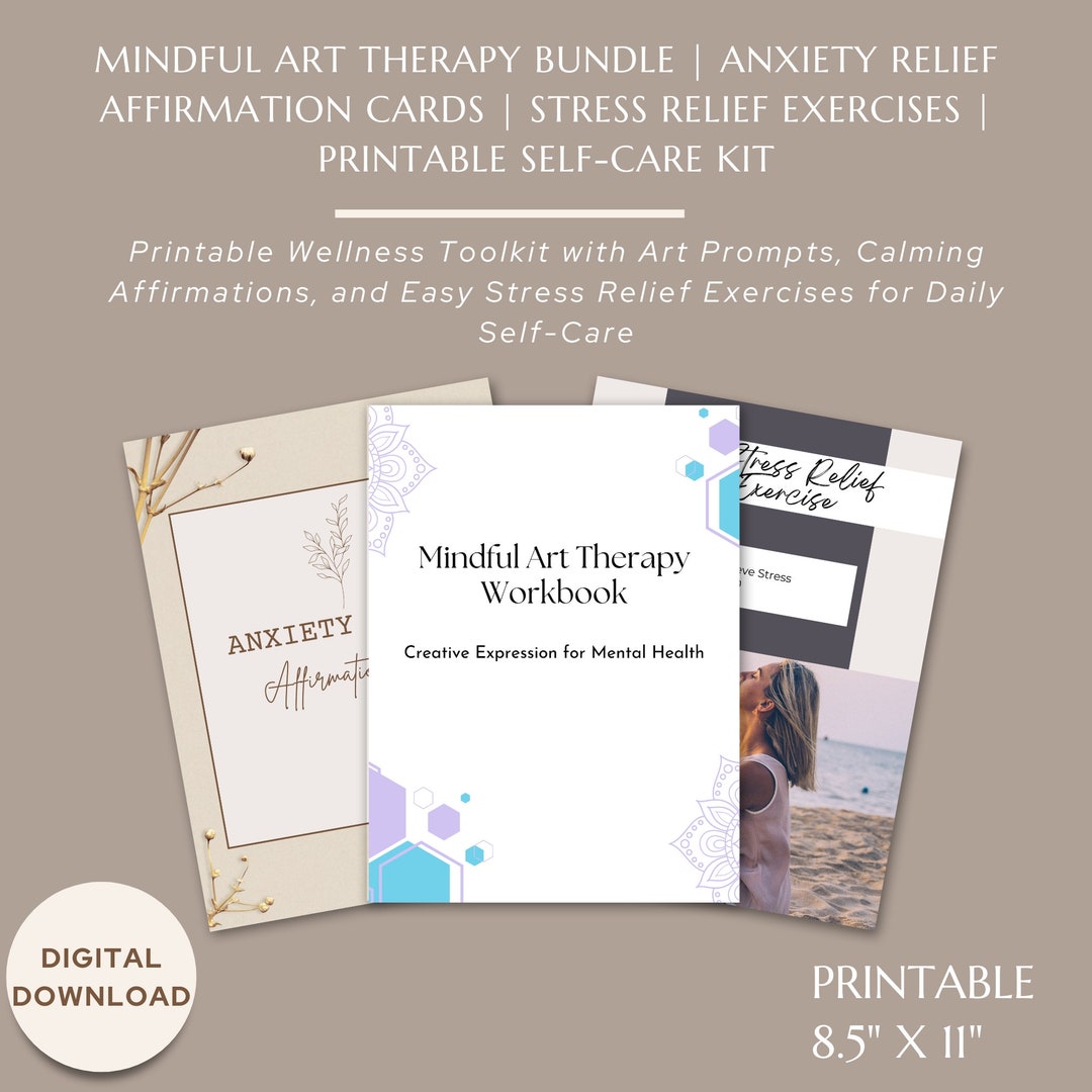 Mindful Art Therapy Printable Bundle | Anxiety Affirmation Cards ...