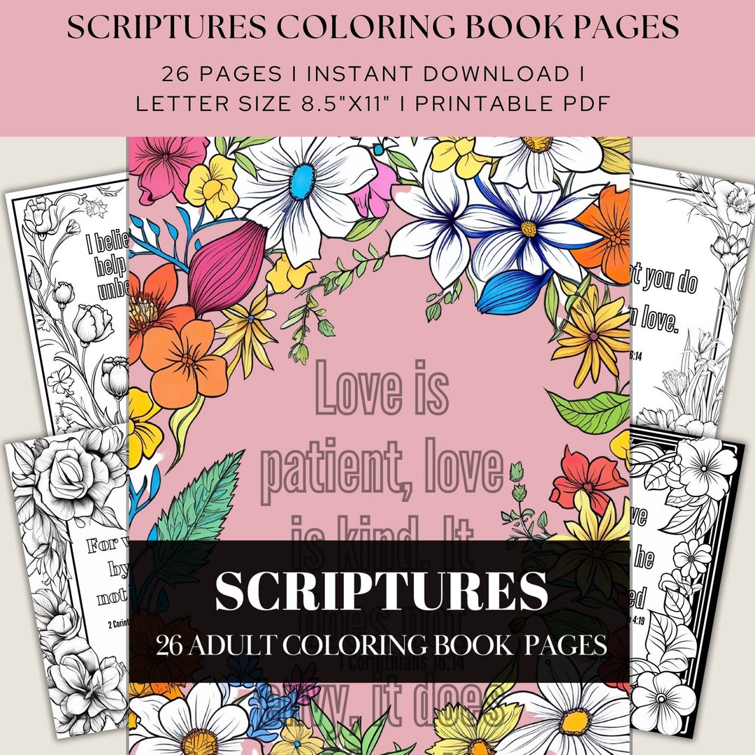 Scriptures Coloring Book Pages Instant Download Bible Journaling ...