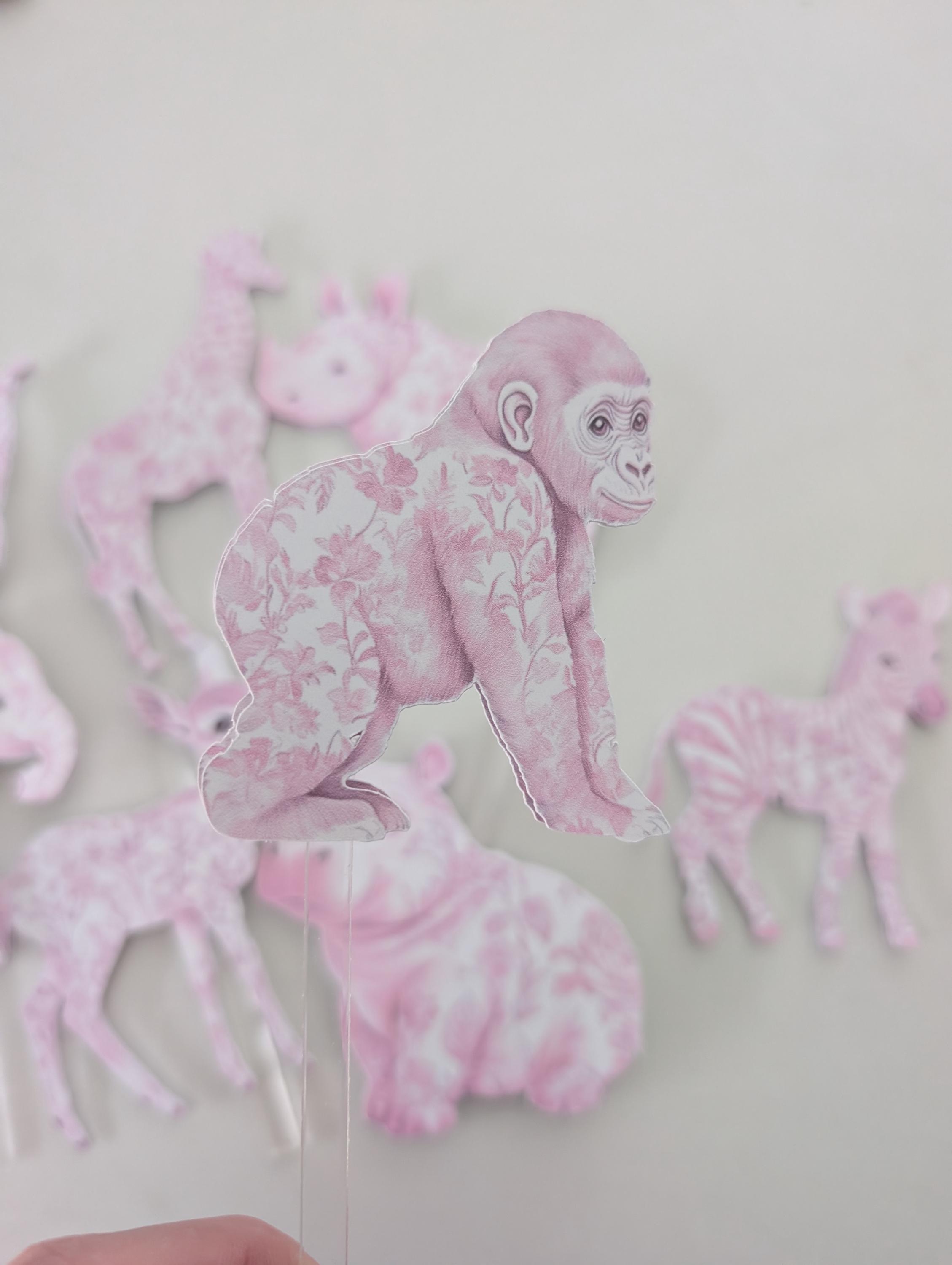 Safari Animals Cake Topper, Toile Style, - Etsy UK