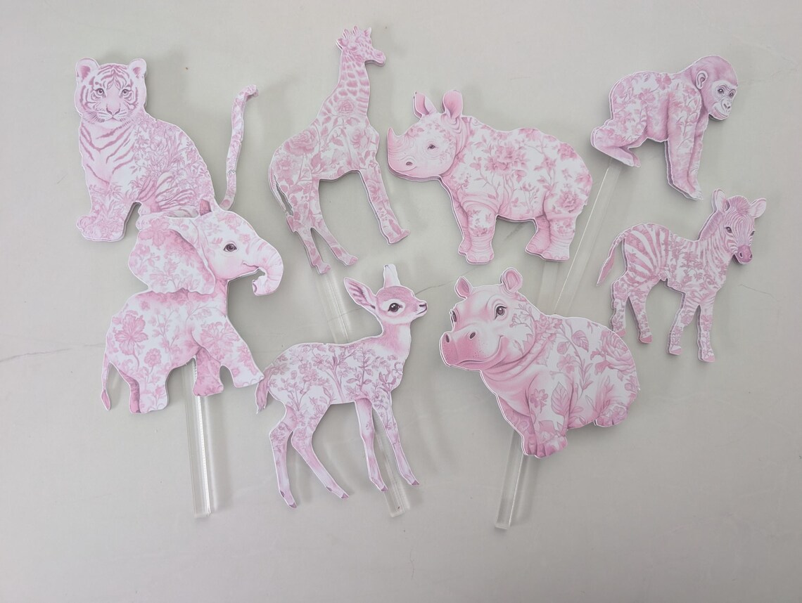 Safari Animals Cake Topper, Toile Style, - Etsy UK