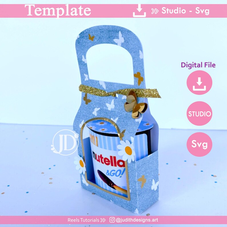 Nutella Go Box Template for Svg and Studio, Template Nutella 52g ...