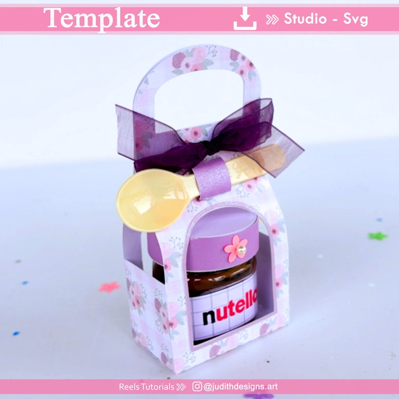 Mini Nutella Box Template Svg and Studio, Template Nutella 25g, Mini ...