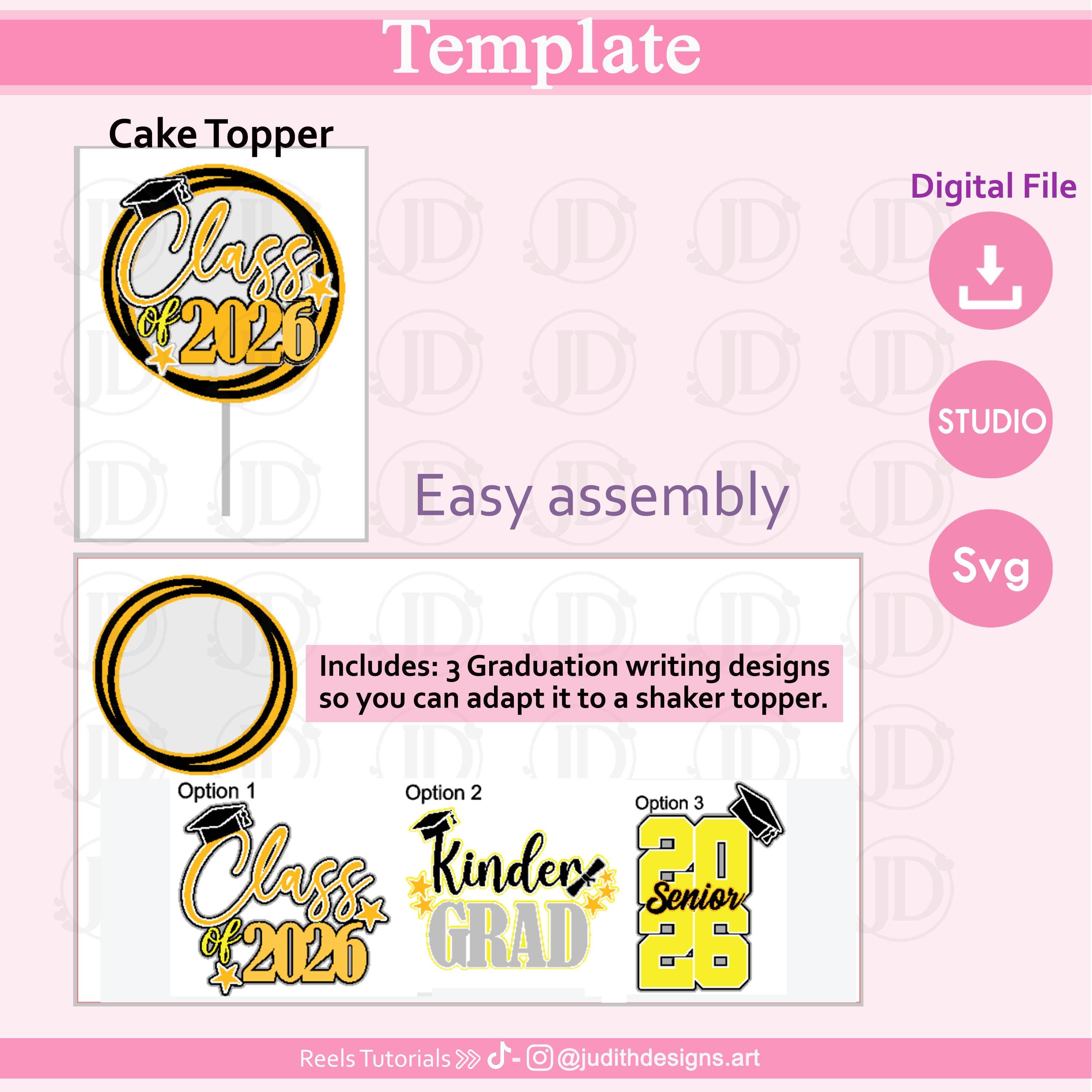 Graduation Cake Topper Svg and Studio, Cutting Template, Layered Cut ...