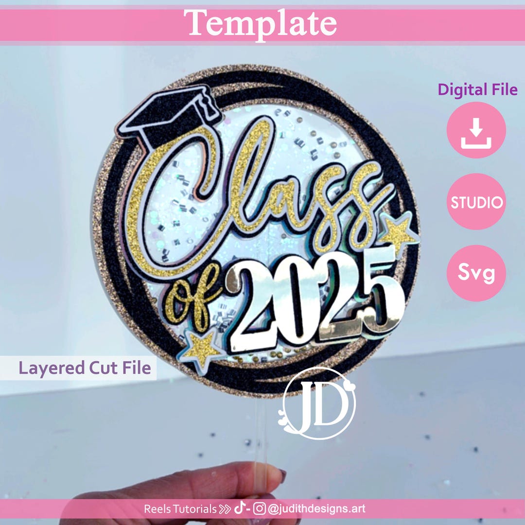 Graduation Cake Topper Svg and Studio, Cutting Template, Layered Cut ...