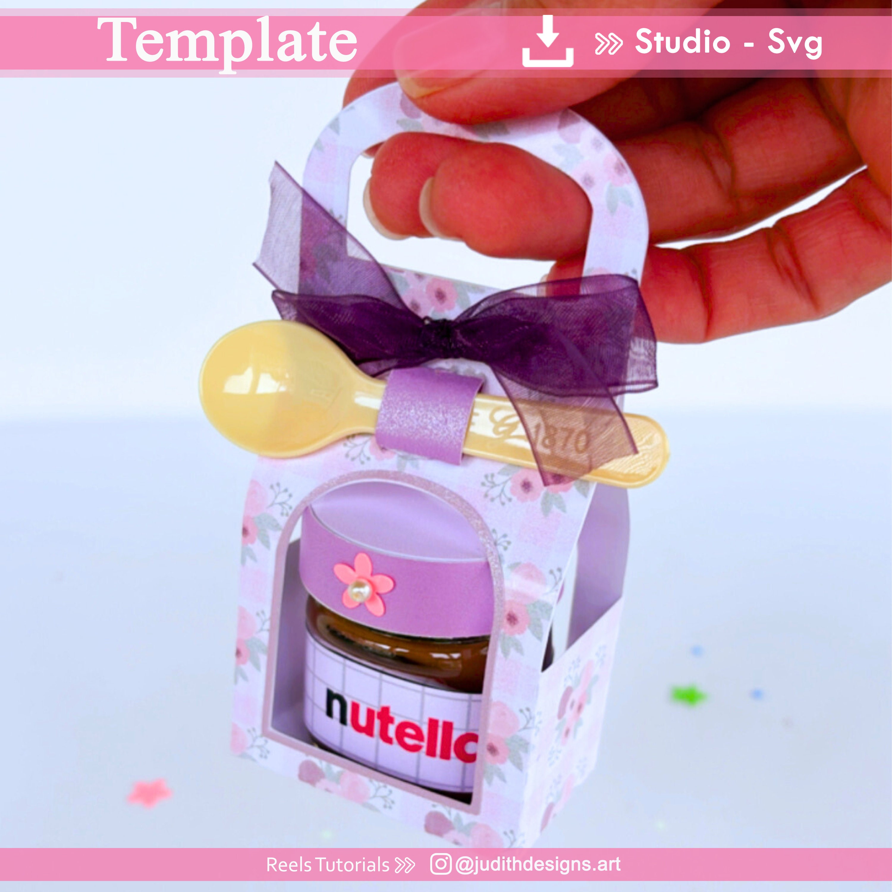 Mini Nutella Box Template Svg and Studio, Template Nutella 25g, Mini ...