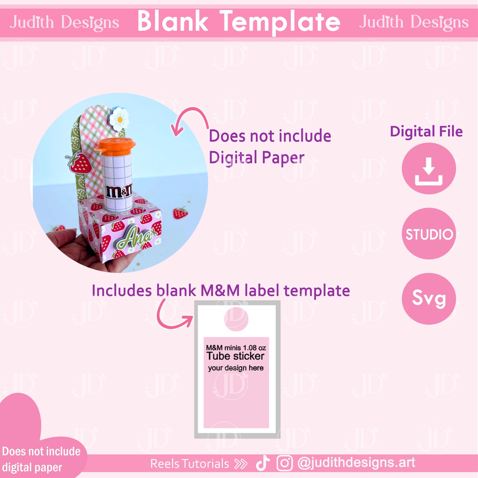 Mini M&M Tube Box Template Cricut and Cameo, Box Template for 1.08 Oz ...