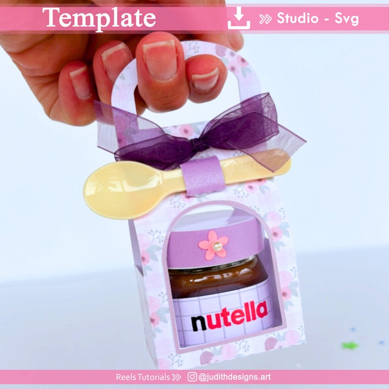 Mini Nutella Box Template Svg and Studio, Template Nutella 25g, Mini ...