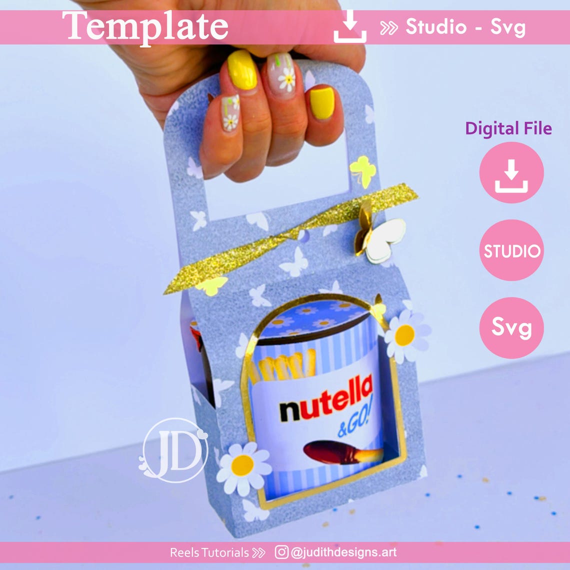 Nutella Go Box Template for Svg and Studio, Template Nutella 52g ...
