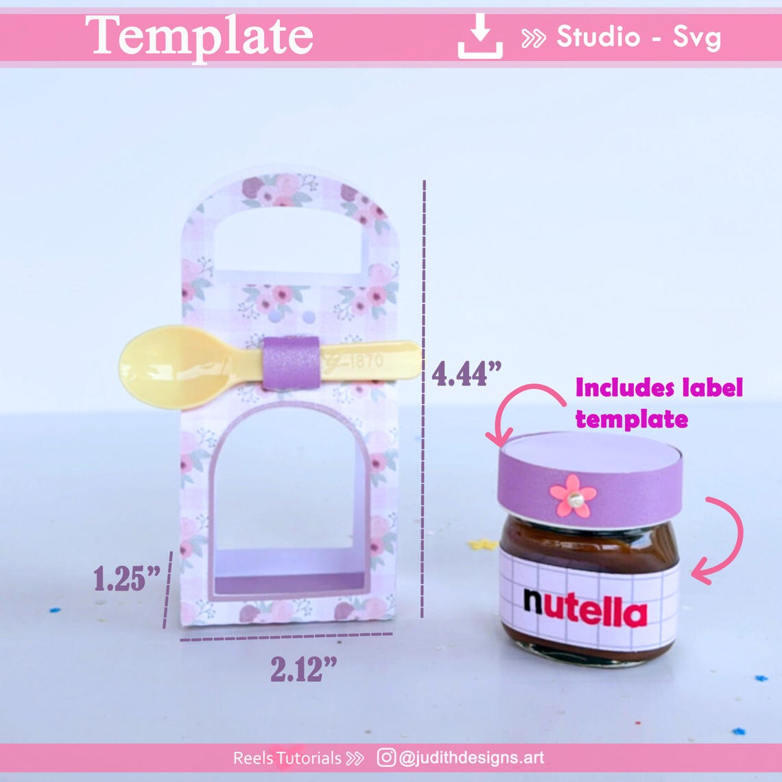 Mini Nutella Box Template Svg and Studio, Template Nutella 25g, Mini ...