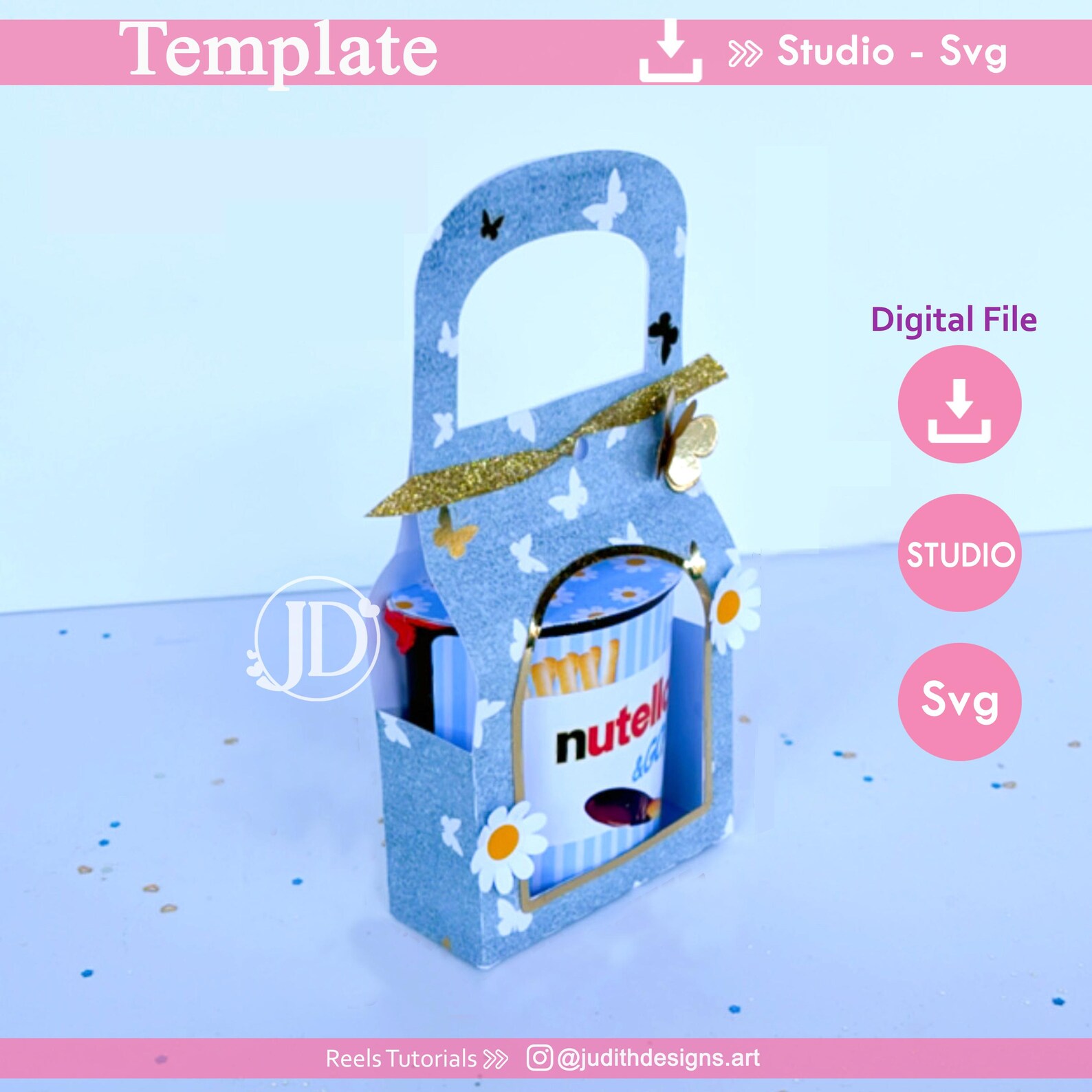Nutella Go Box Template for Svg and Studio, Template Nutella 52g ...