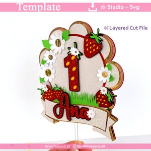 Strawberry Cake Topper for Studio and SVG, Strawberry Layered File ...