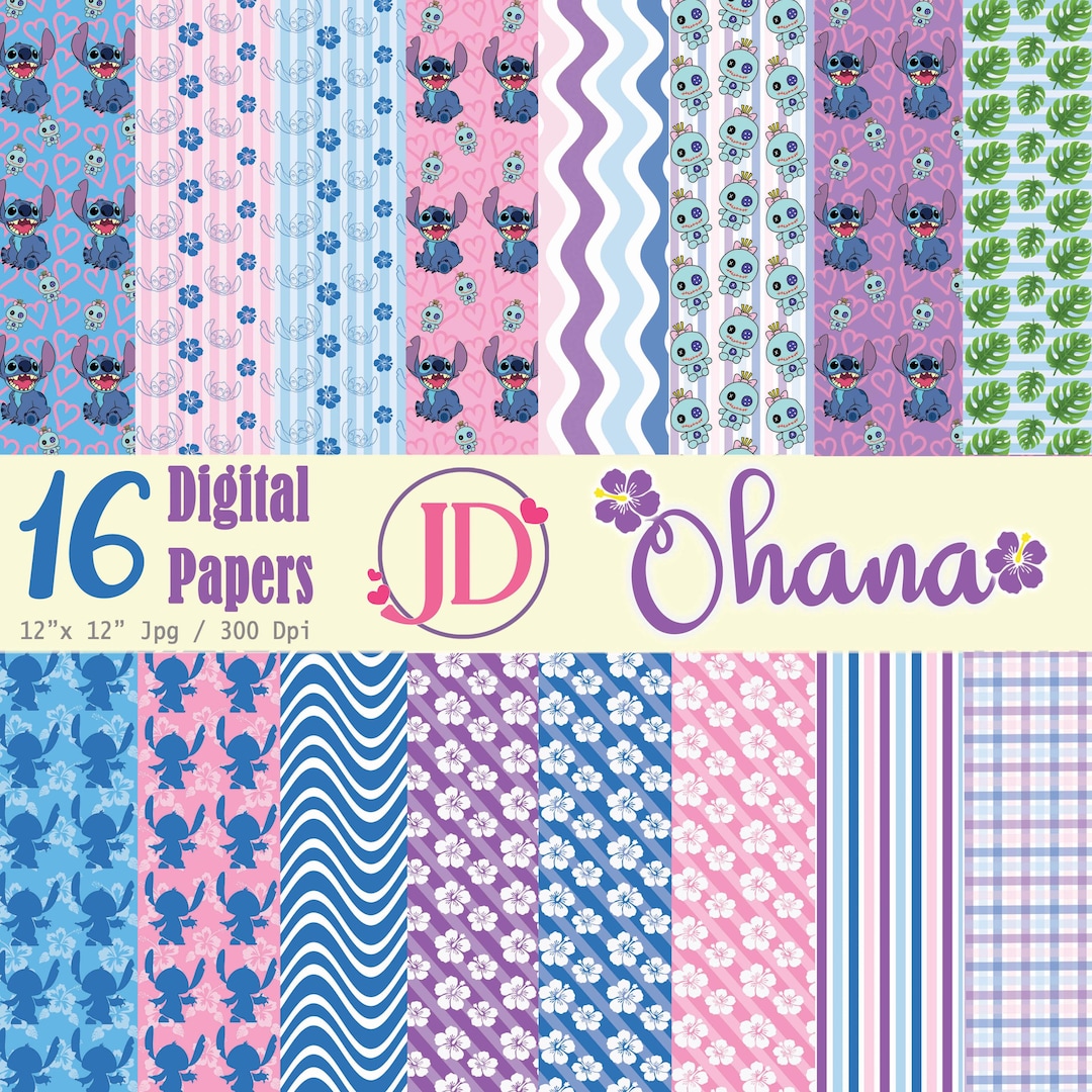 Stitch Digital Papers, Similar Ohana Papers for Instant Download in Jpg ...