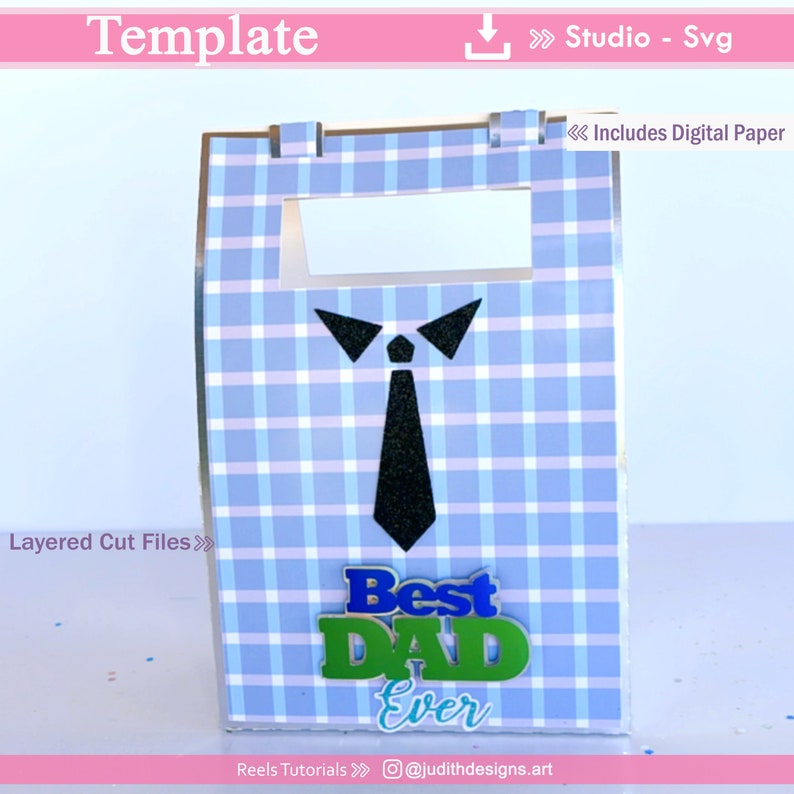 Plantilla De Caja Del Día Del Padre Para Cortar En Studio Y Svg