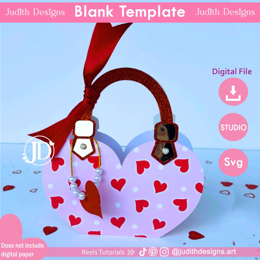 Heart Template Valentine's Day, Bag Template, Cutting File for Cameo ...