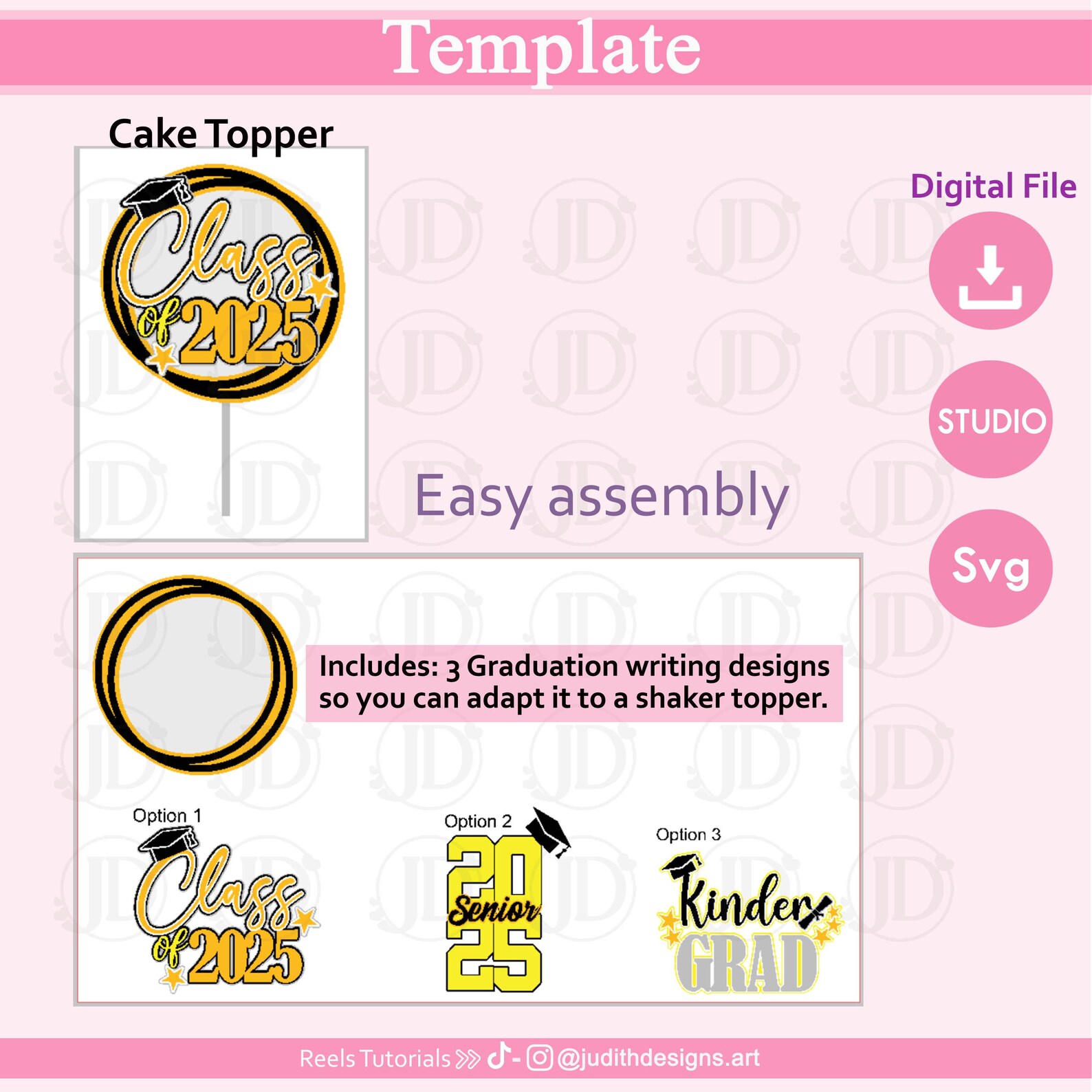 Graduation Cake Topper Svg and Studio, Cutting Template, Layered Cut ...