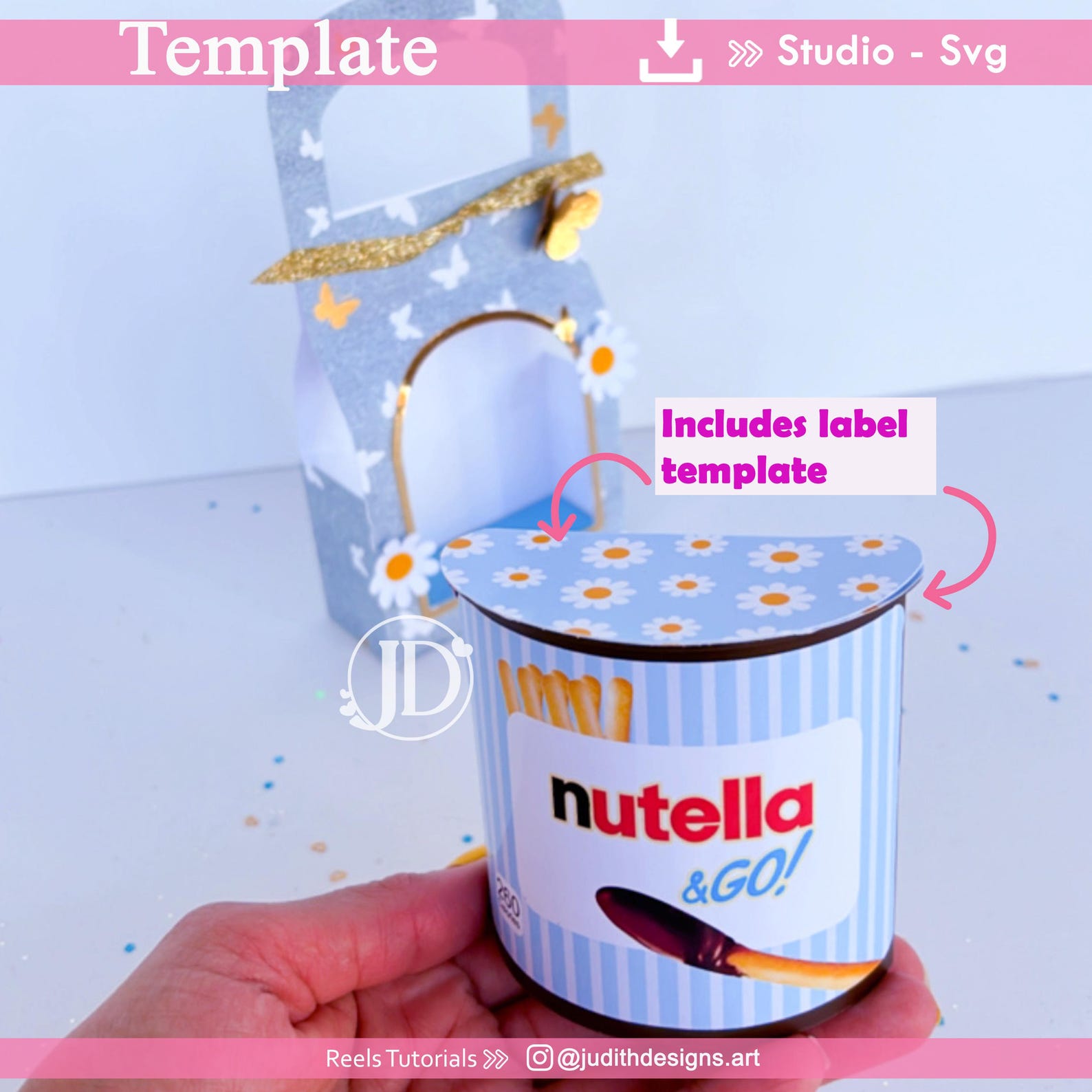 Nutella Go Box Template for Svg and Studio, Template Nutella 52g ...
