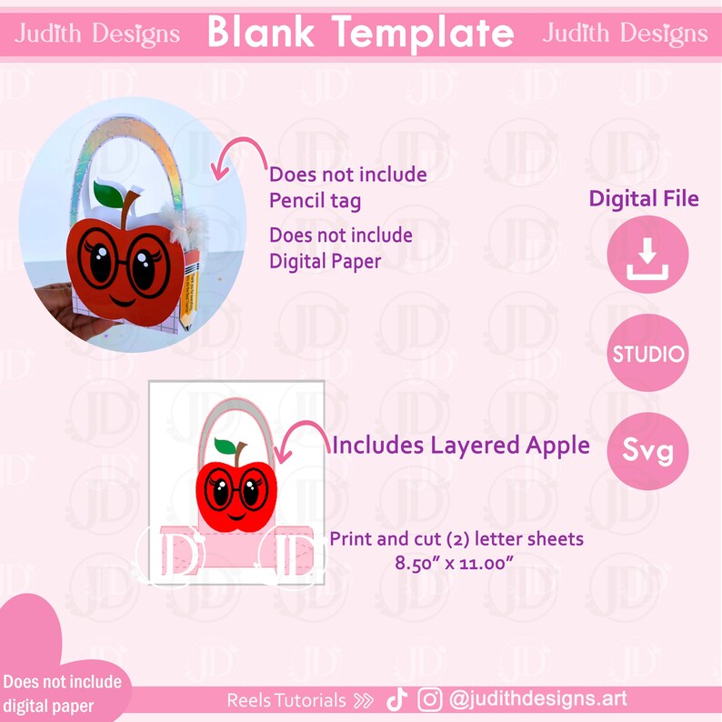 Bag Template for Cricut and Cameo, Teacher Appreciation Box Template ...