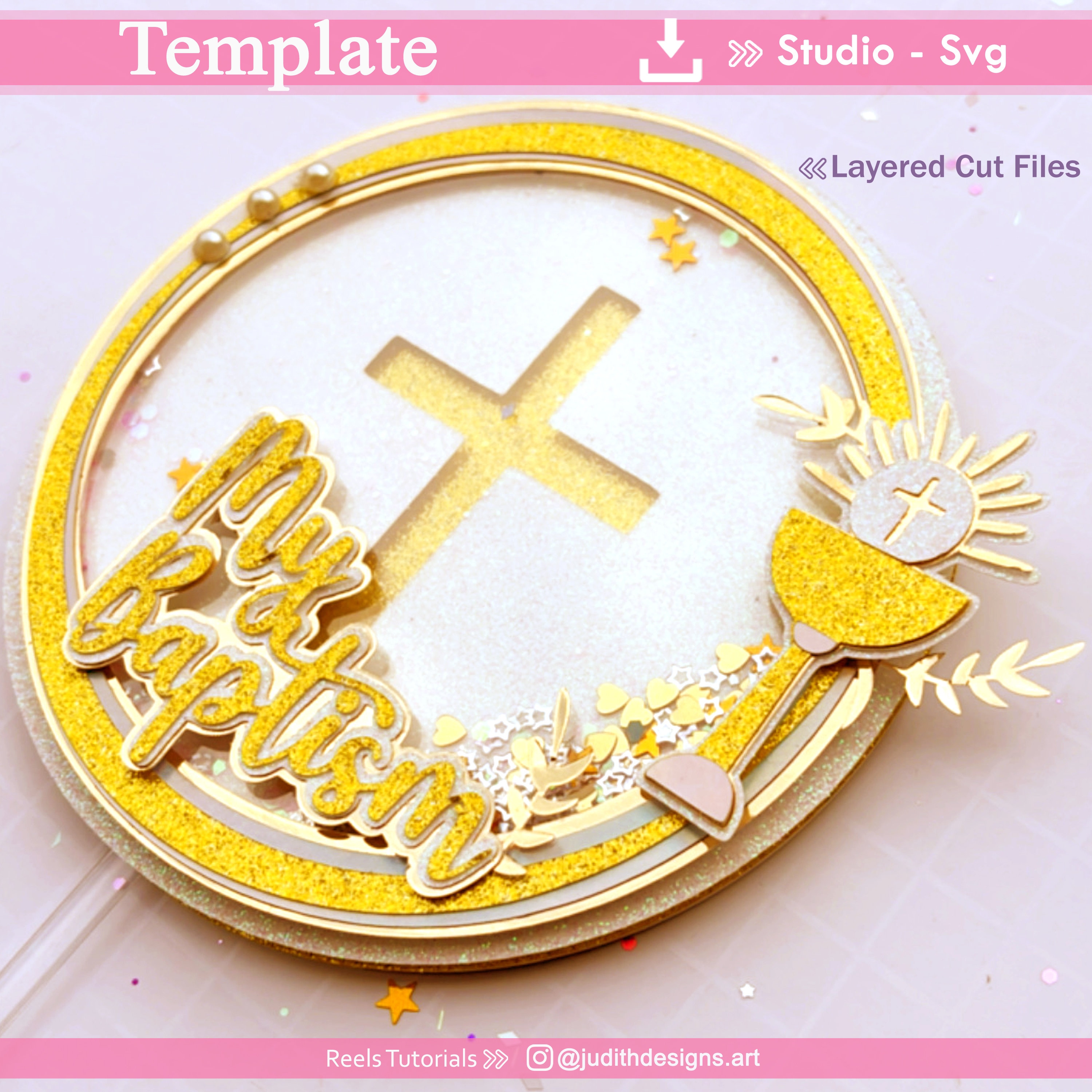 Baptism Cake Topper Layered File for Studio and SVG, First Communion ...