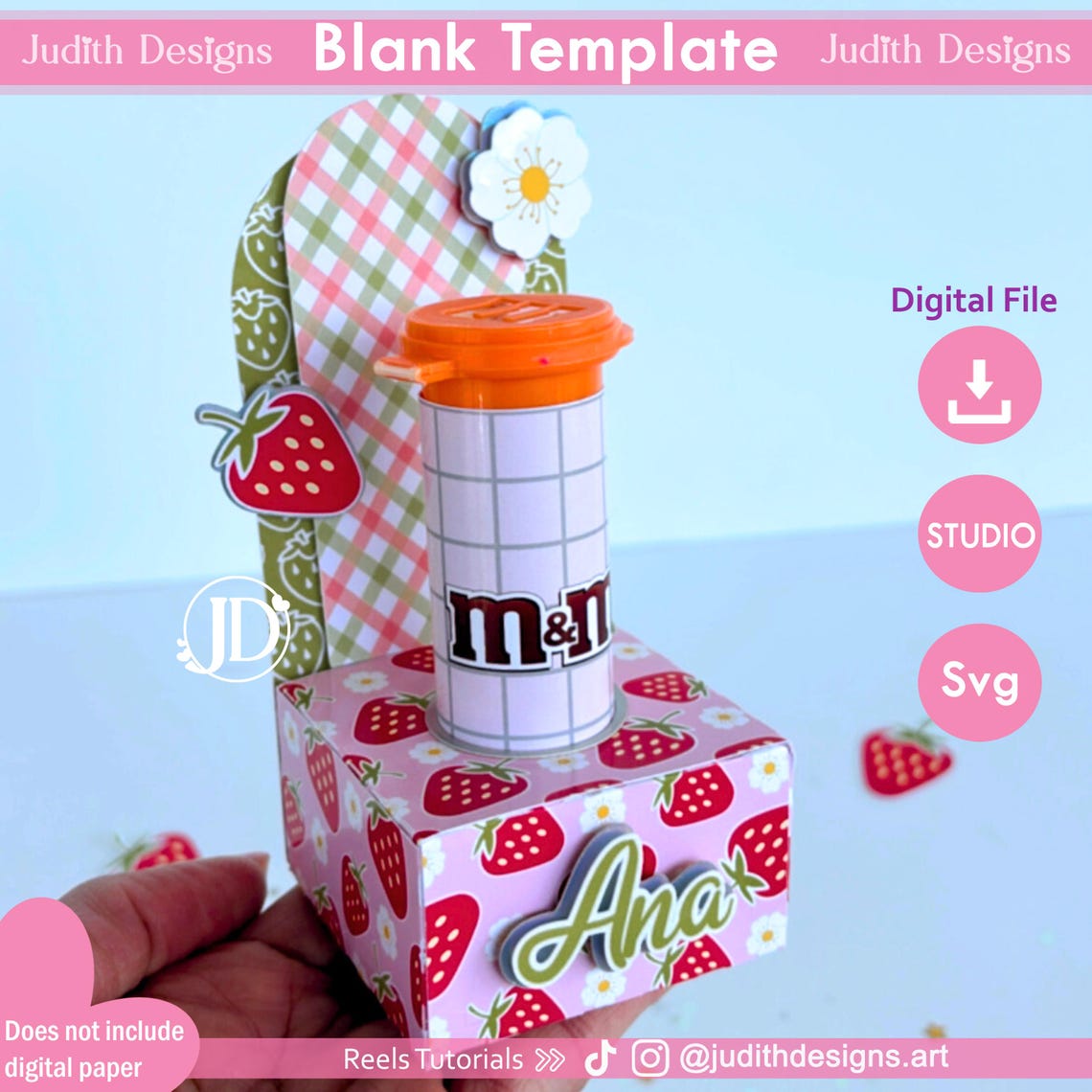 Mini M&M Tube Box Template Cricut and Cameo, Box Template for 1.08 Oz ...