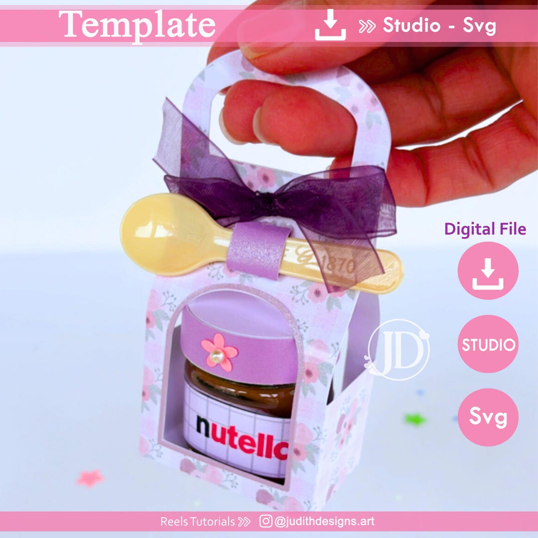 Mini Nutella Box Template Svg and Studio, Template Nutella 25g, Mini ...