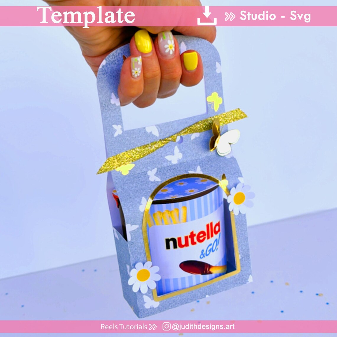 Nutella Go Box Template for Svg and Studio, Template Nutella 52g ...