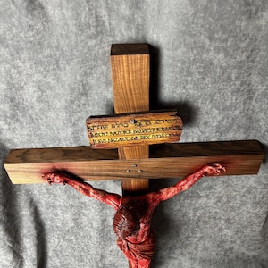 Handmade Realistic Crucifix, Walnut Wood Cross – 3D Jesus Figure ...