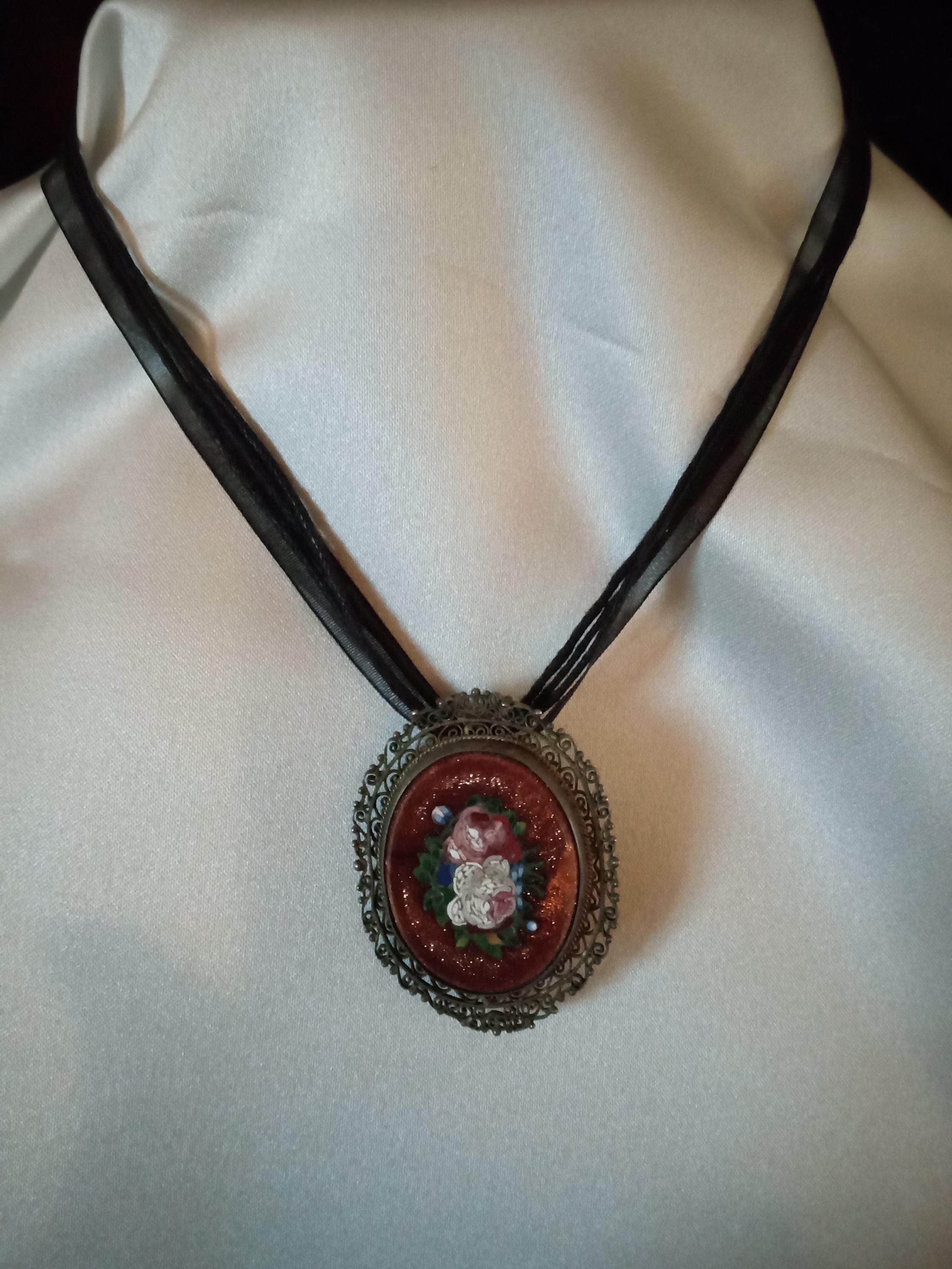 A Victorian Micro Mosaic Brooch With Coppery Glass and Trombone Clasp ...