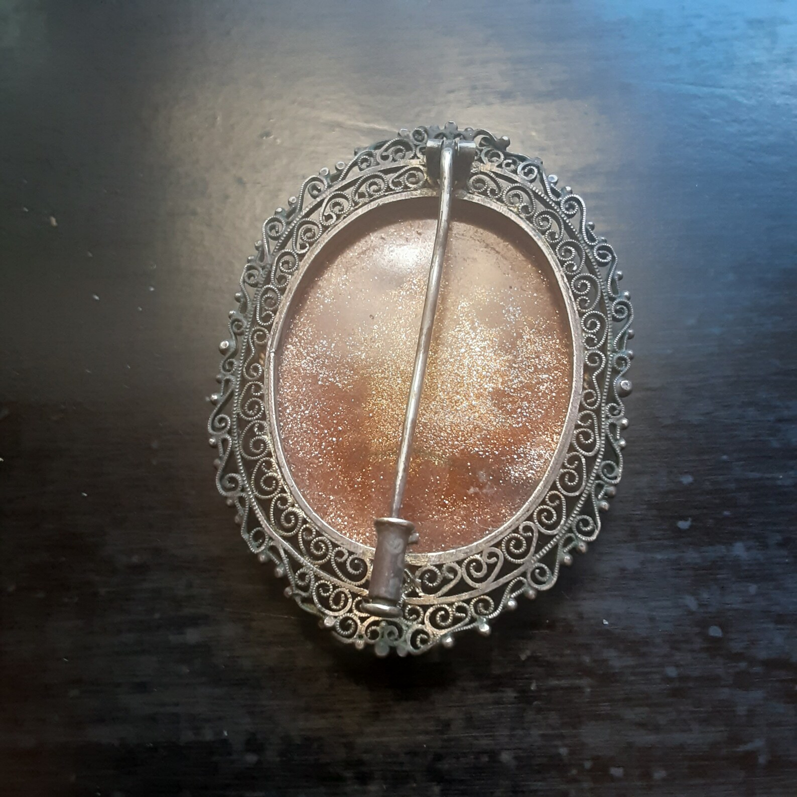 A Victorian Micro Mosaic Brooch With Coppery Glass and Trombone Clasp ...