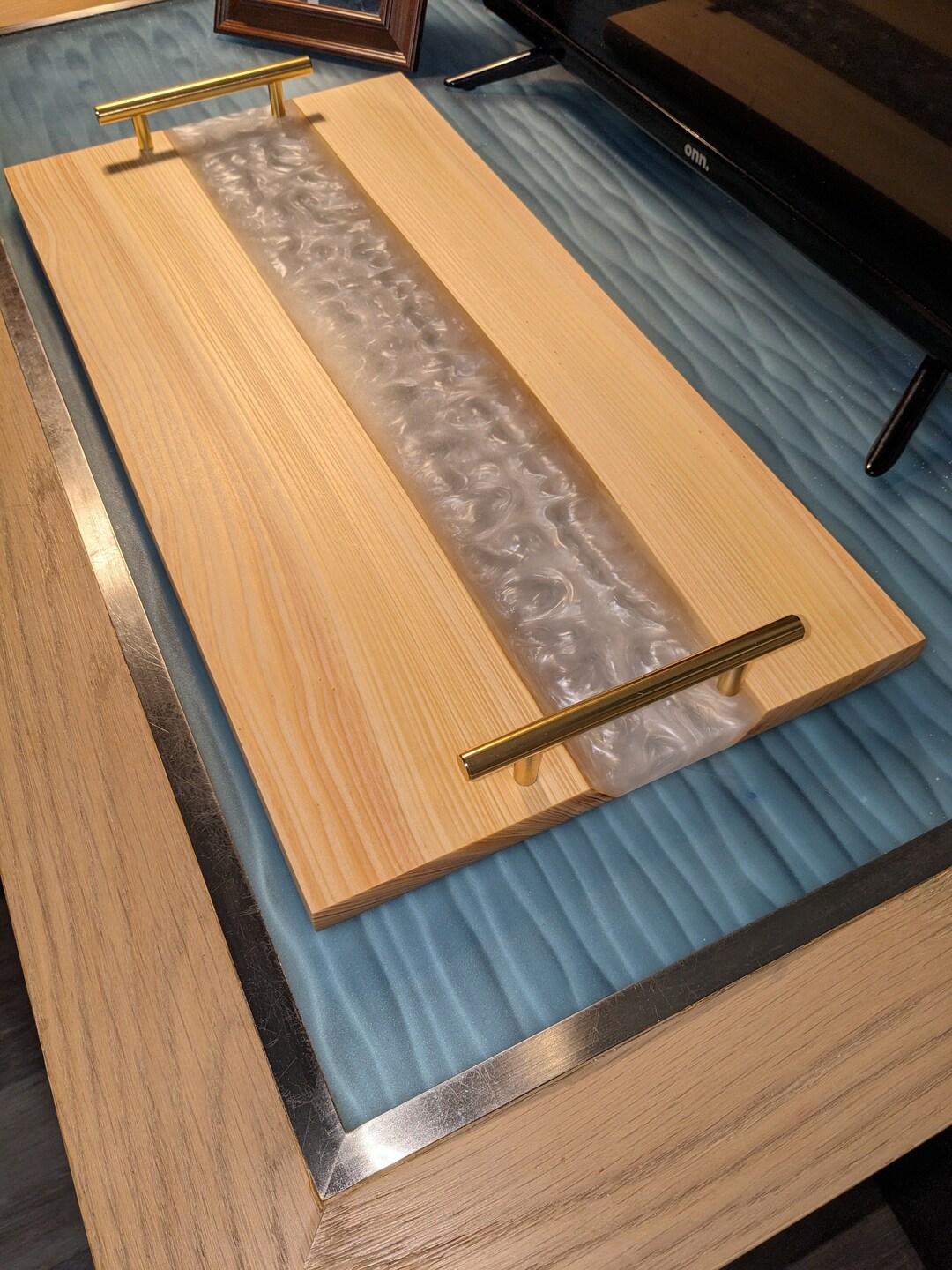 Epoxy Resin Cypress Wood River Looking Serving Tray/charcuterie Board ...