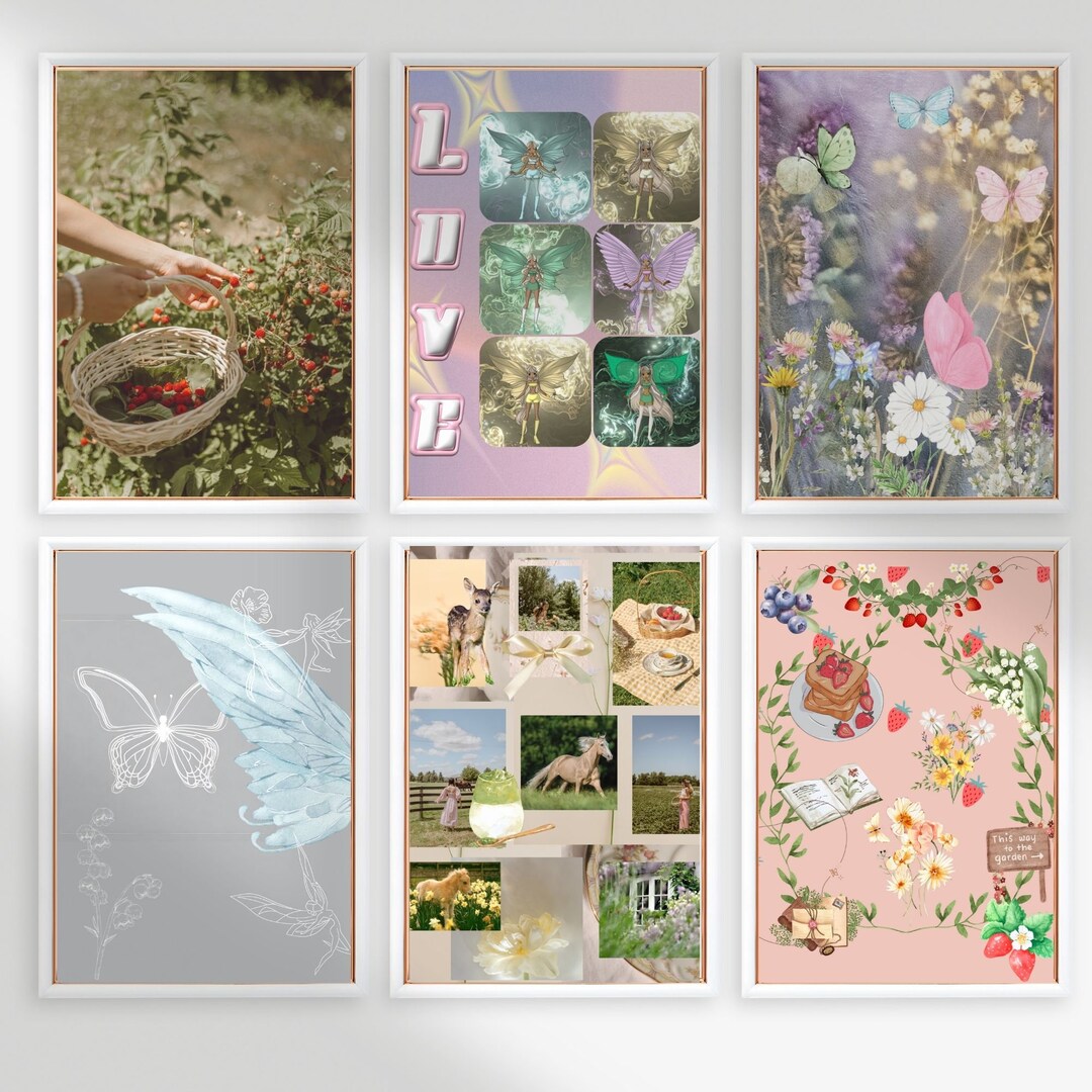 Fairycore Aesthetic Wall Collage Kit- 6 Physical Prints Spritual Poster ...