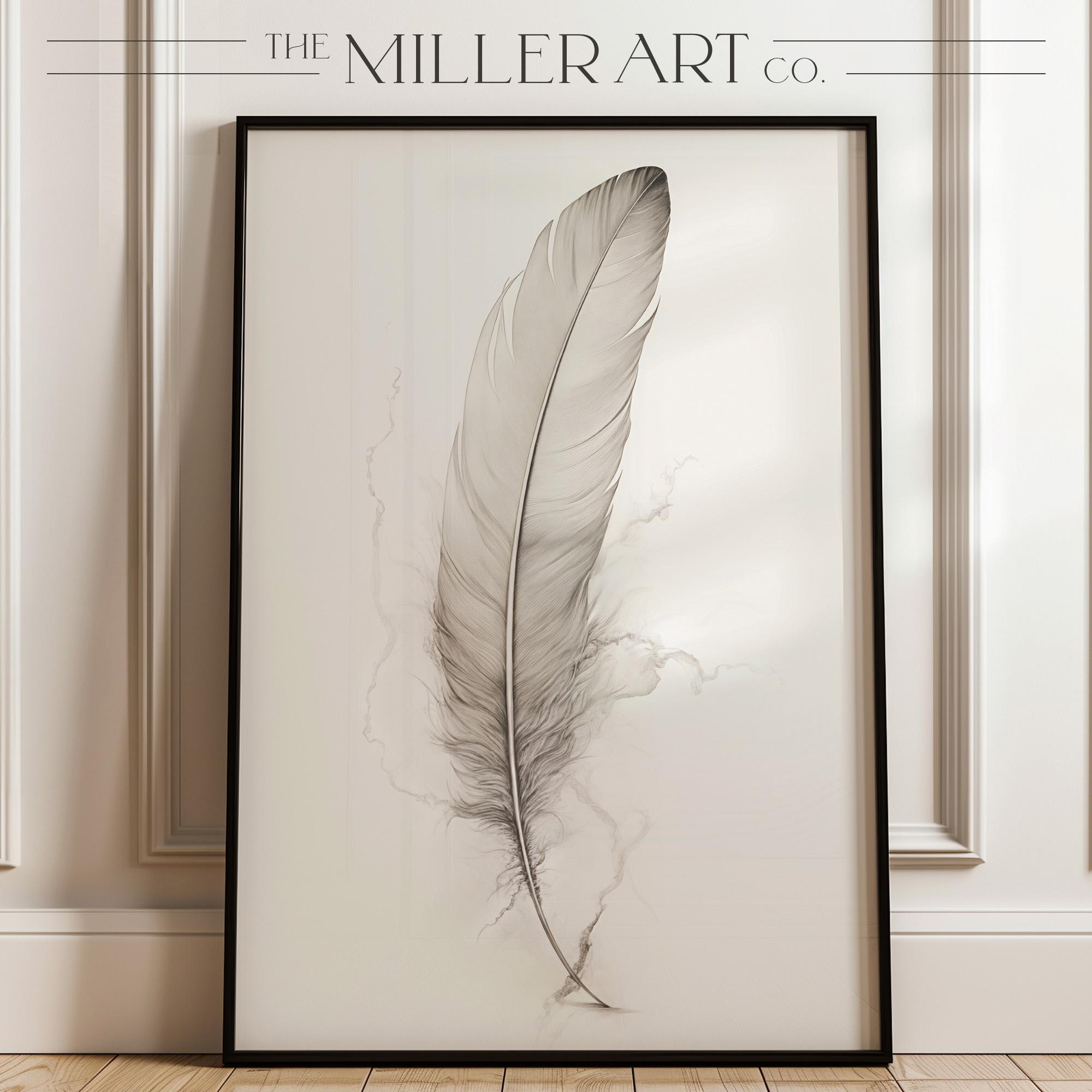 Minimalist Feather Print: Elegant Monochrome Wall Art (digital Download ...