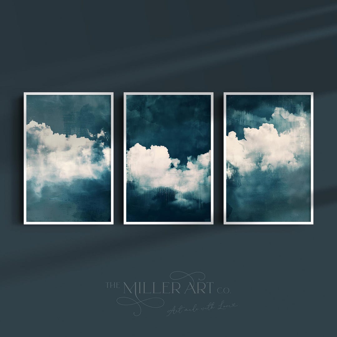Cloudscape Triptych Wall Art: Moody Sky Print (digital Download) - Etsy