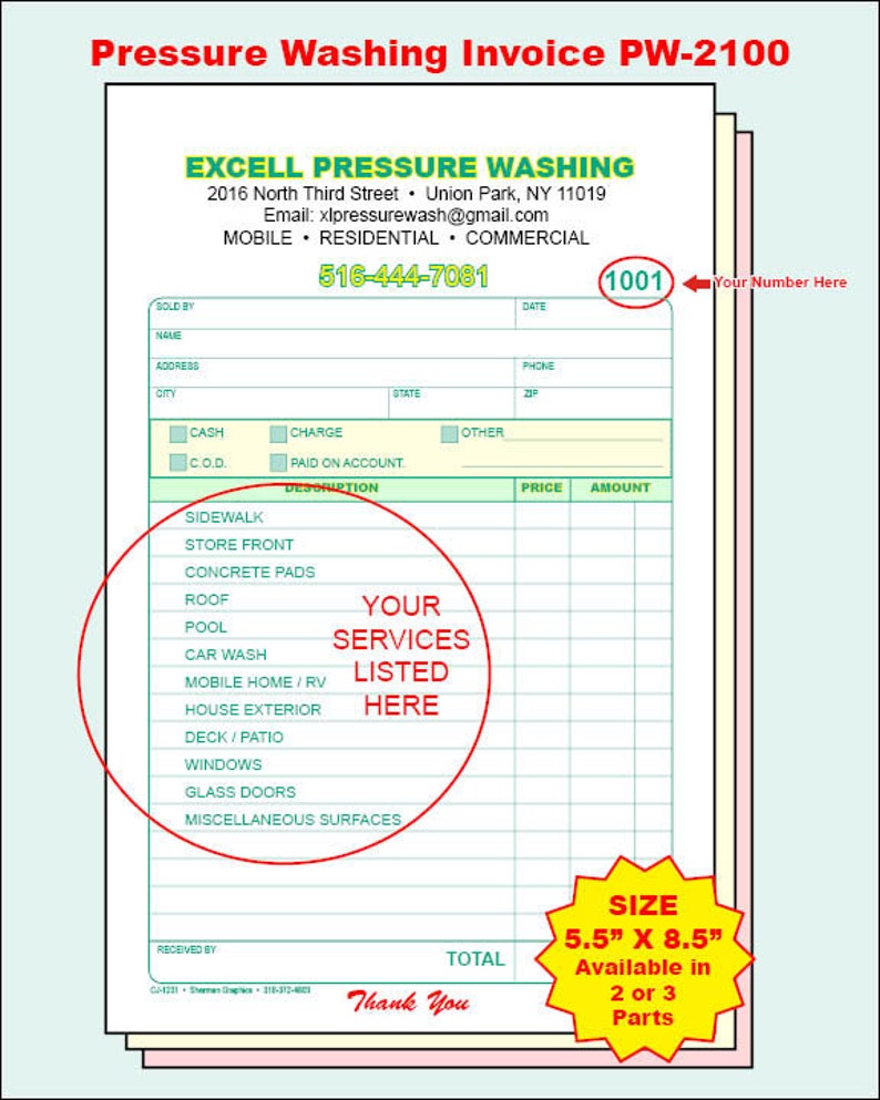 PRESSURE WASHING INVOICE - Etsy
