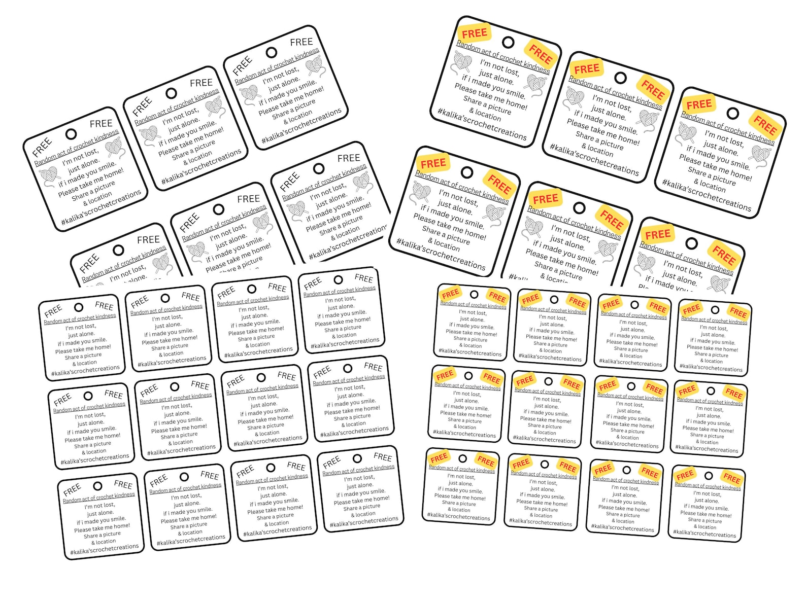 Crochet Kindness Tags • Printable • Instant Download • Gift Tags - Etsy
