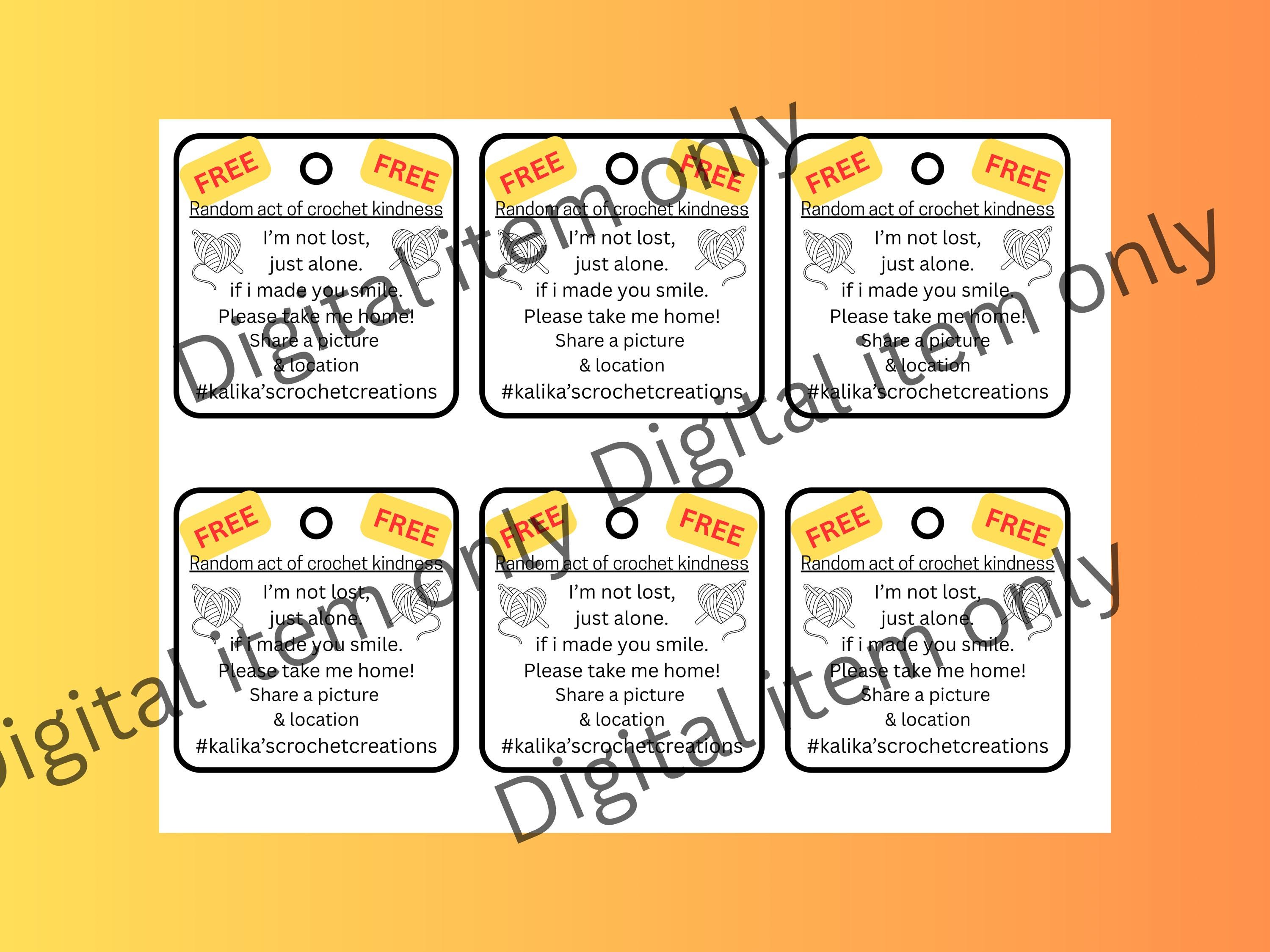 Crochet Kindness Tags • Printable • Instant Download • Gift Tags - Etsy