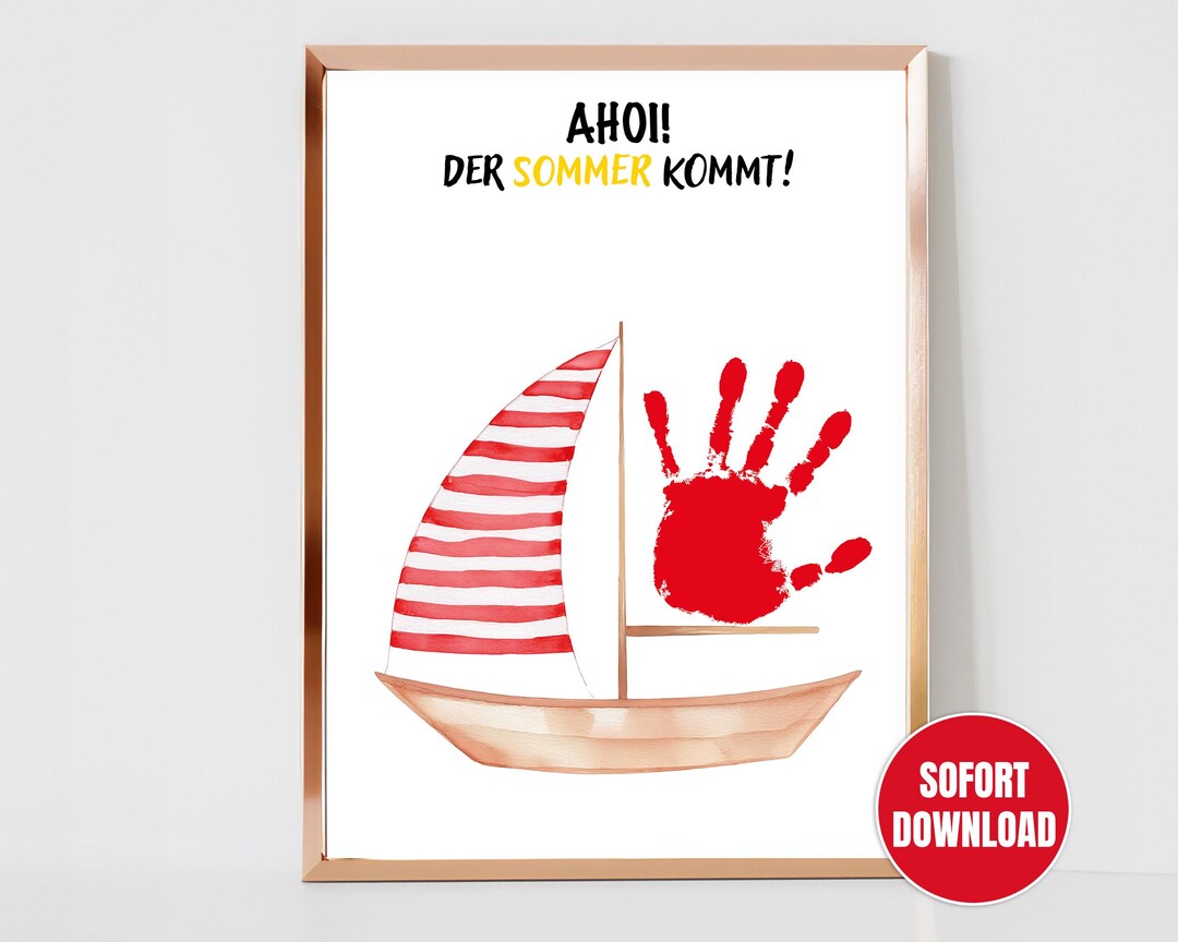 Sailing Summer Handprint, Boat Footprint Art, Baby Sailboat Footprint ...
