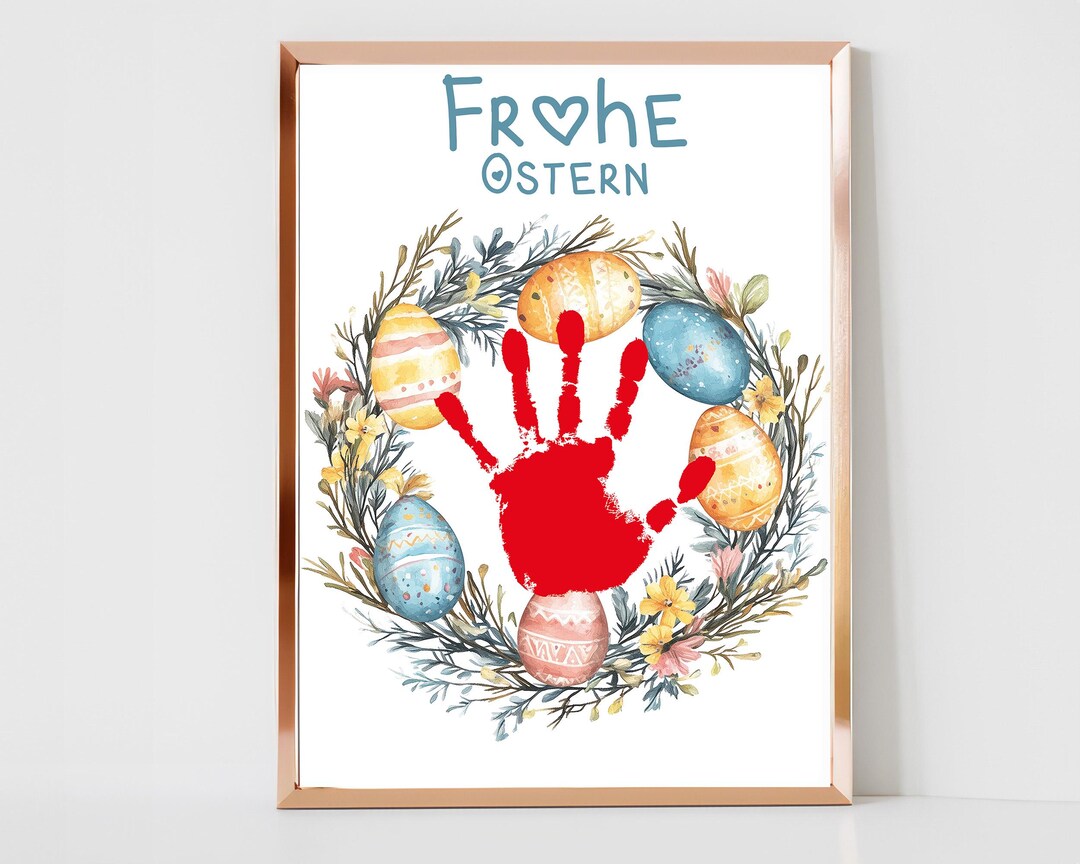 Happy Easter Printable | Easter Egg Wreath | Handprint Keepsake Kids ...