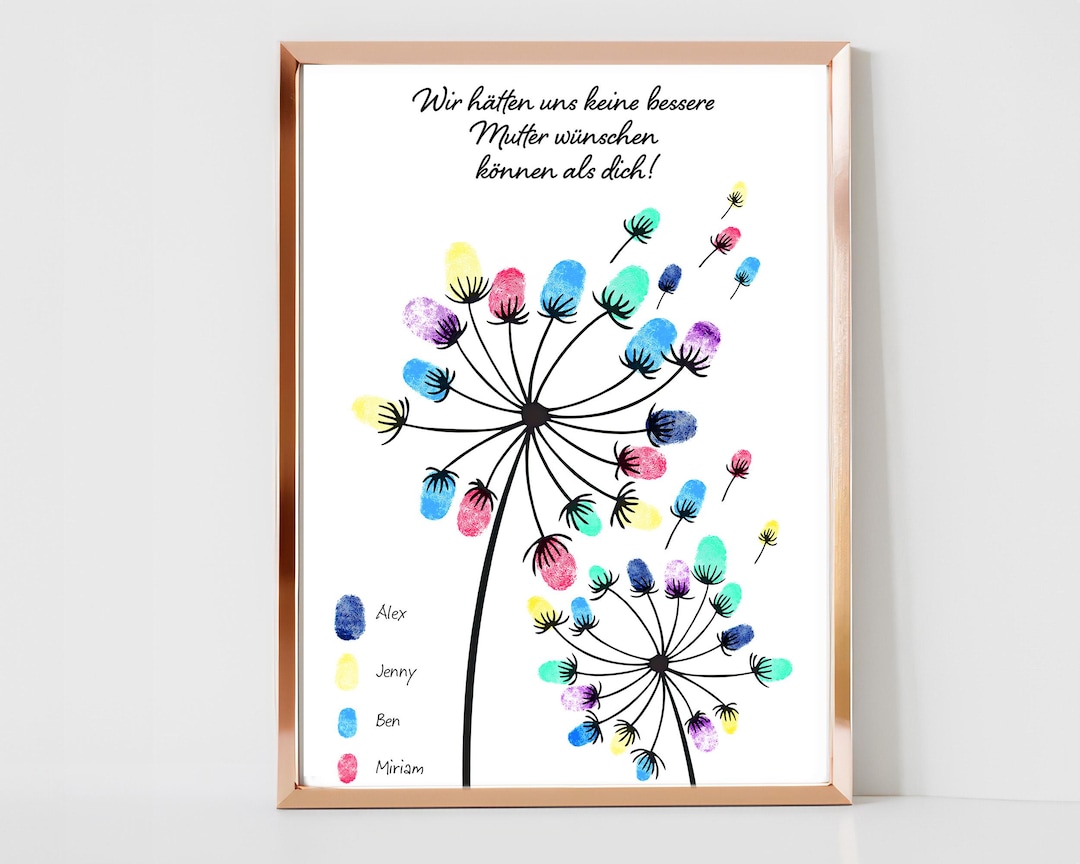 Dandelion Fingerprint Art, Craft, Kids, Printable, Mother's Day Gift ...
