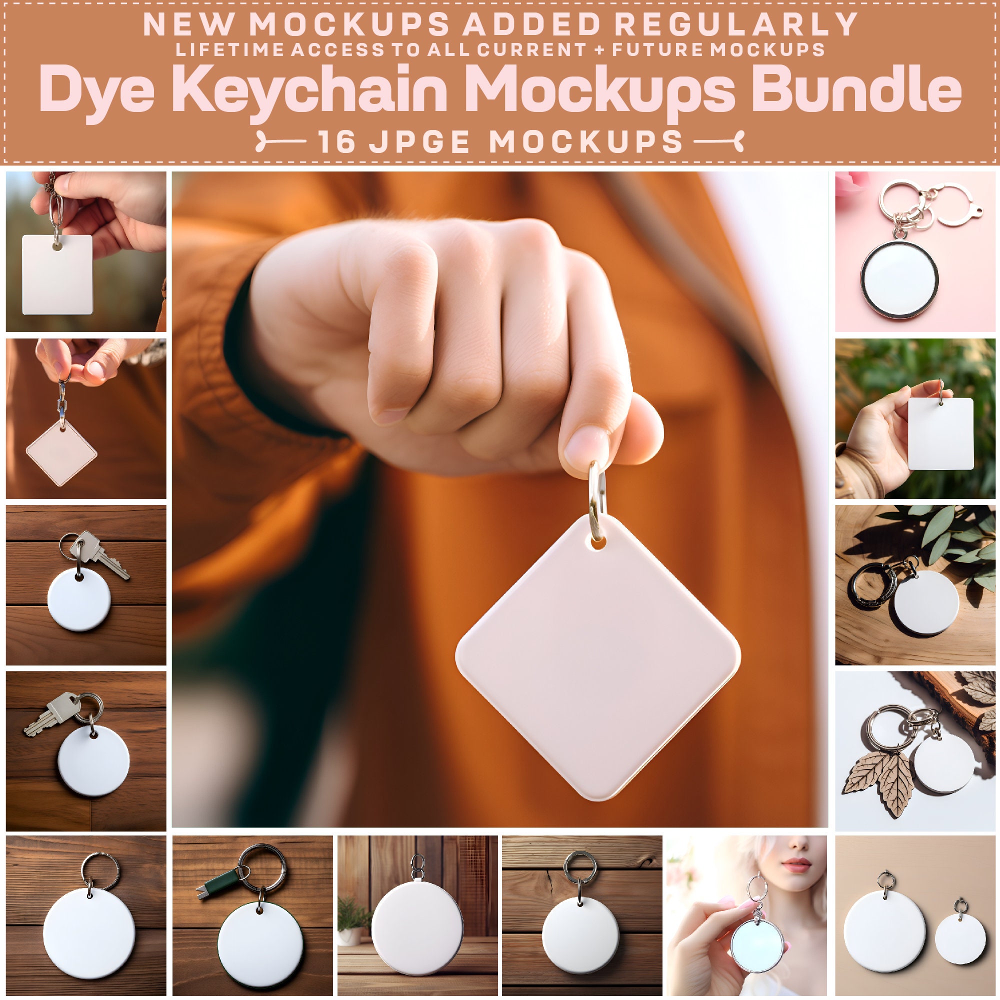 Dye Sublimation Keychain Mockup, Keys Mockup, Tag Mockup, Key Rectangle ...
