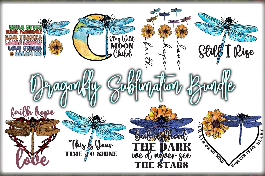 Dragonfly Sublimation Bundle, Dragonfly PNG, Watercolor Dragonfly ...