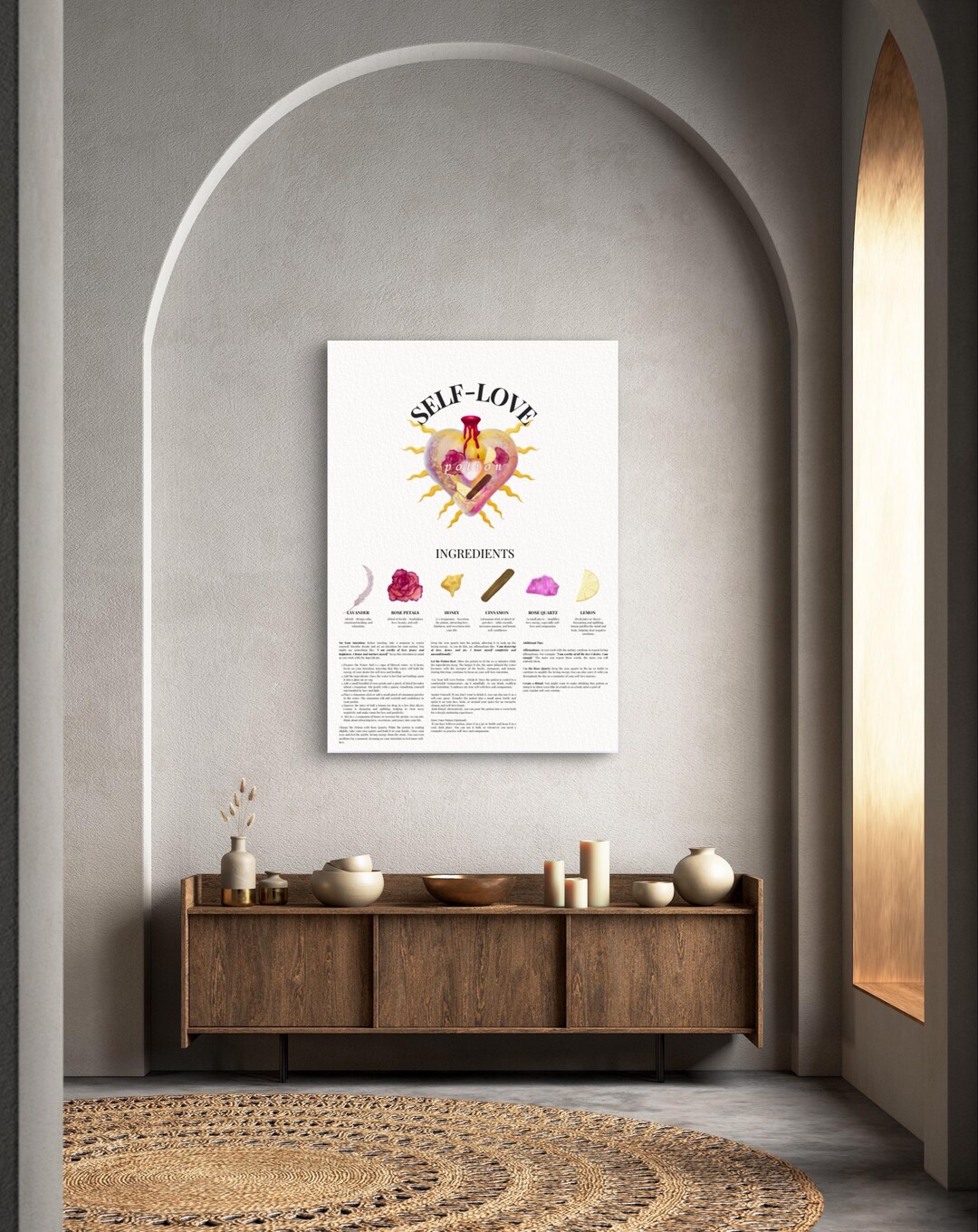 Manifestation Potion Recipe Matte Vertical Poster, Self-love Spell Wall ...