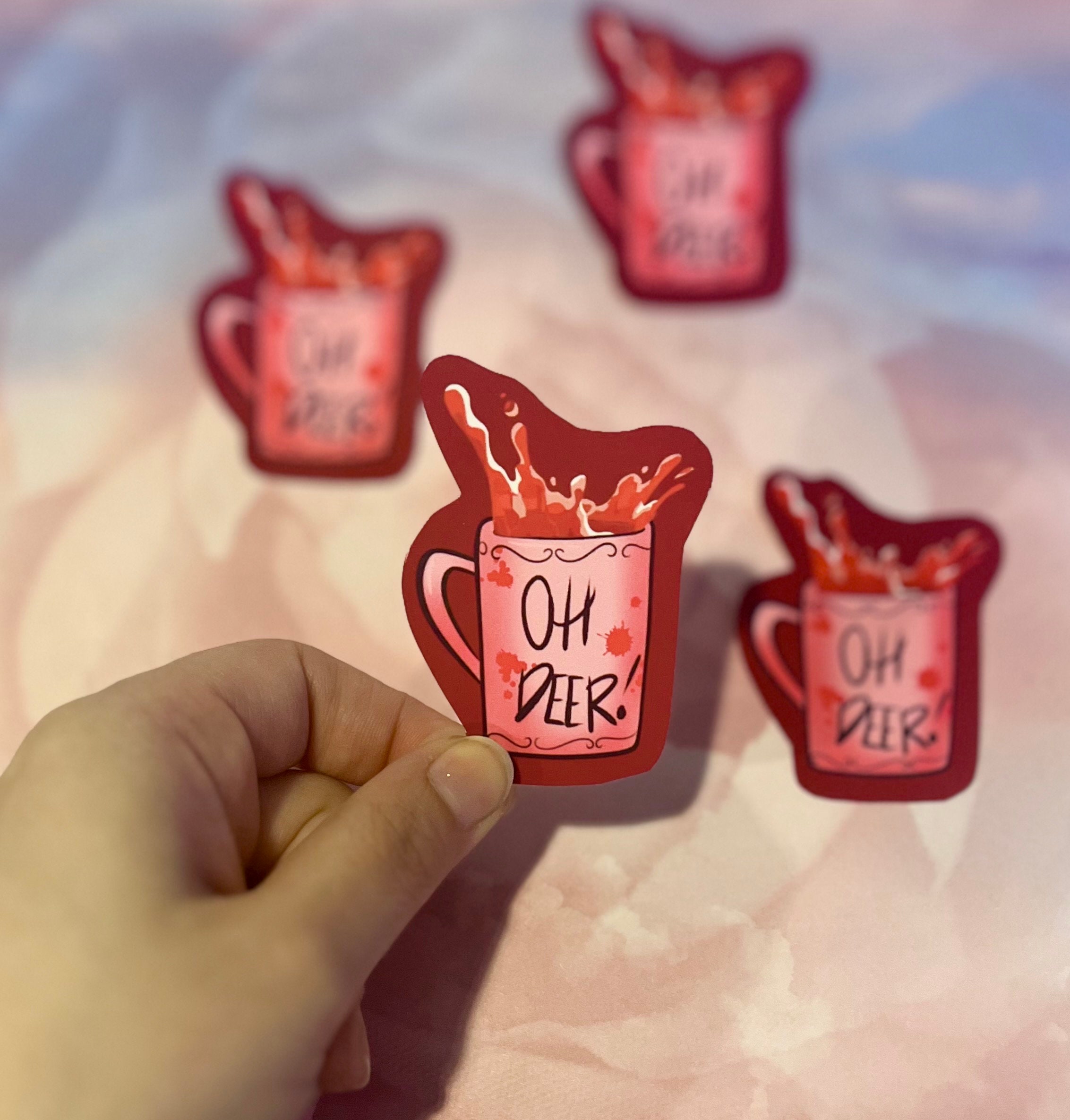 Hazbin Hotel Mug Stickers Fanart Vinyl Water Resistant Alastor Husk Vox ...