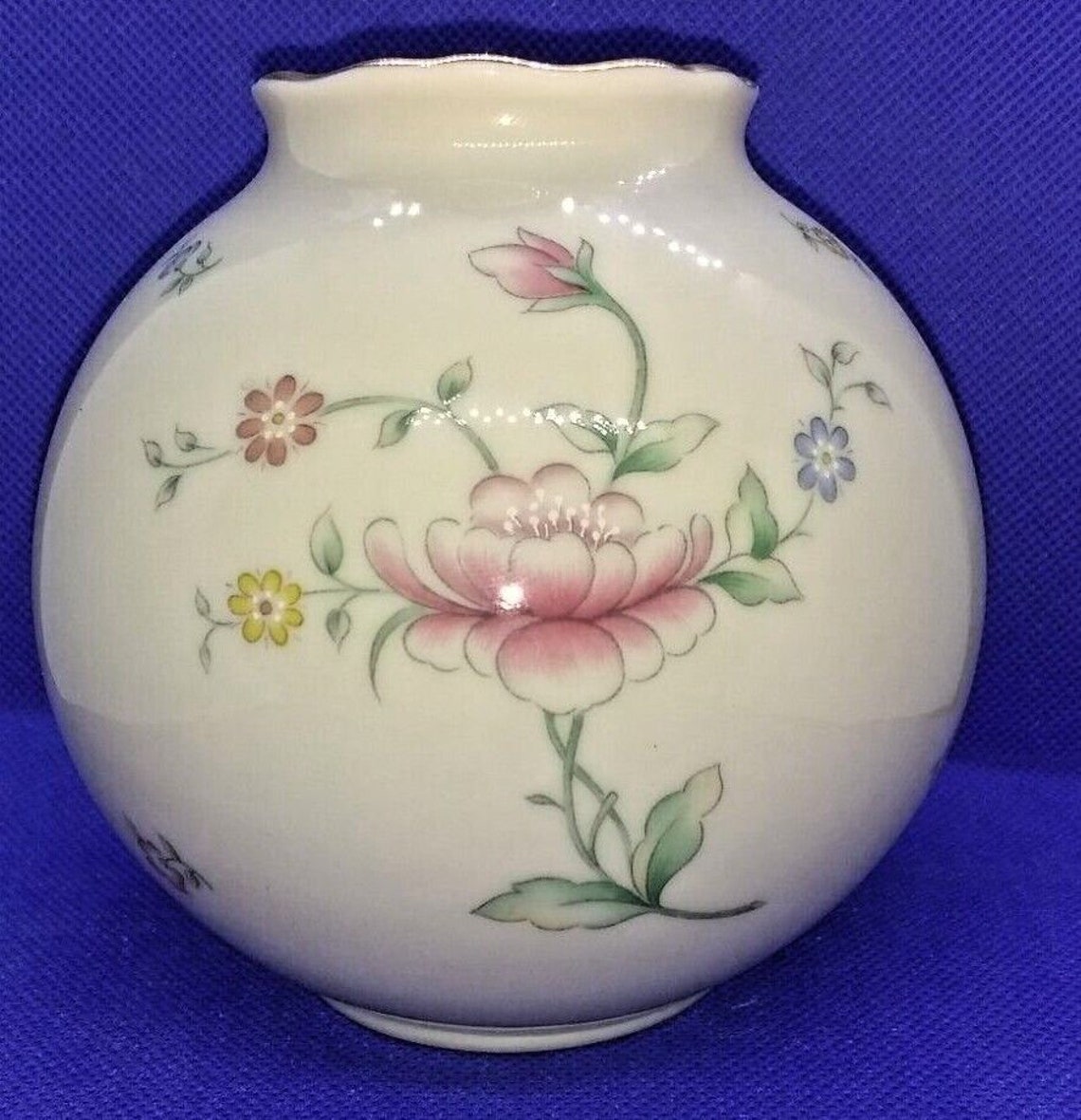 Vintage Lenox Floral Flower Vase Garden Signed USA Globe Round 24K Gold ...