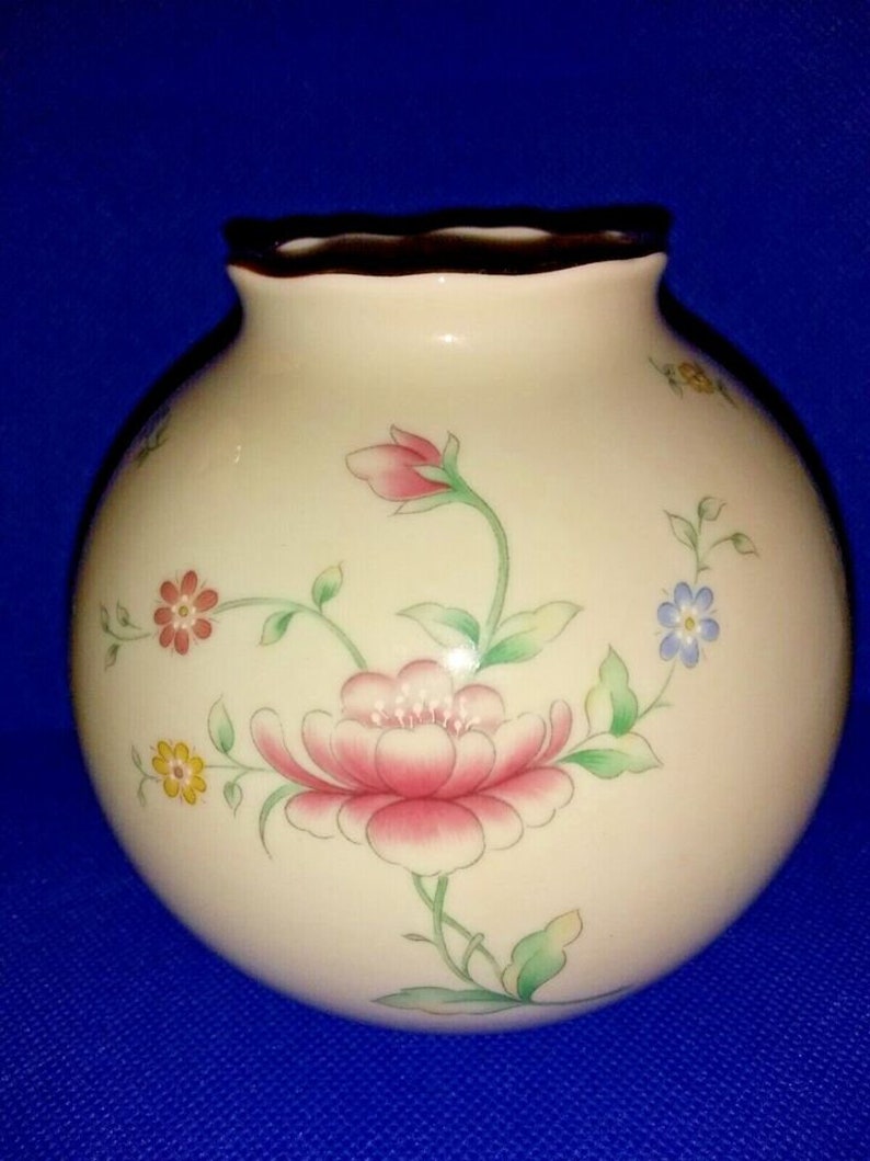 Vintage Lenox Floral Flower Vase Garden Signed USA Globe Round 24K Gold ...