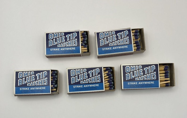 5 Boxes 1977 VINTAGE Open Box Ohio Blue Tip Strike Anywhere Wood ...