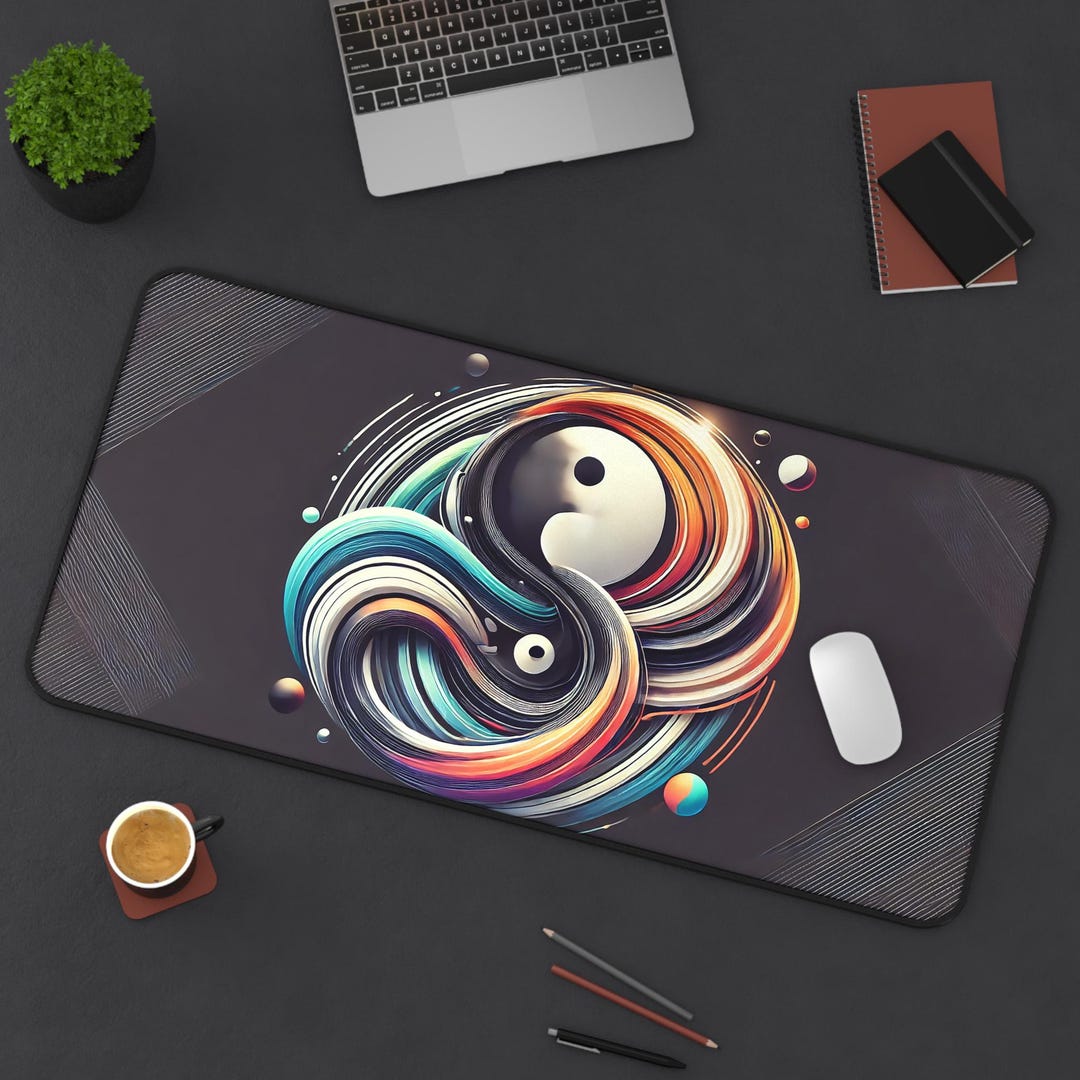 Yin-yang Energy Desk Mat, Modern Swirl Design Neoprene Mouse Pad ...