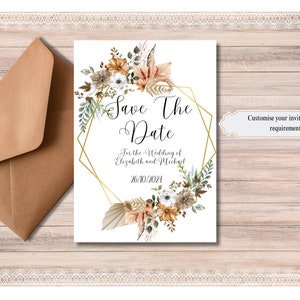 Editable Rustic Wedding Invitation - Printable A5 Rustic Wedding ...