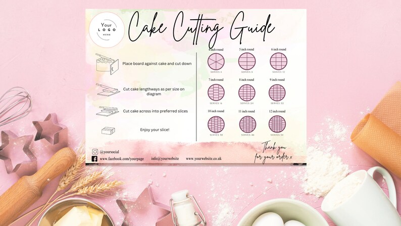 Cake Cutting Guide Editable Template, Pink Cake Cutting Guide, Cake ...