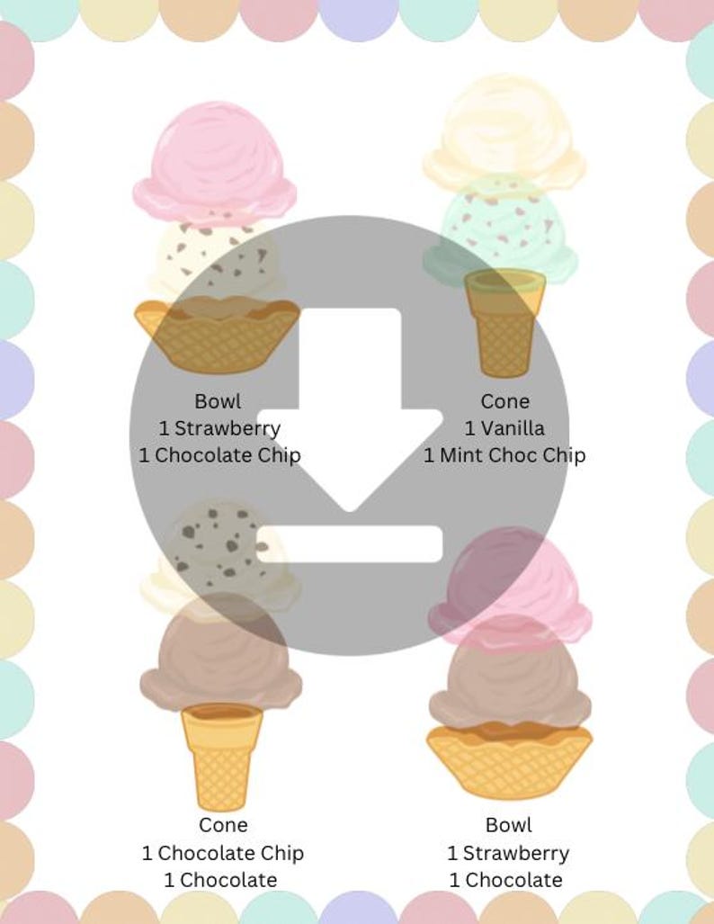 Ice Cream Shop Sorting Folder Activity - Etsy
